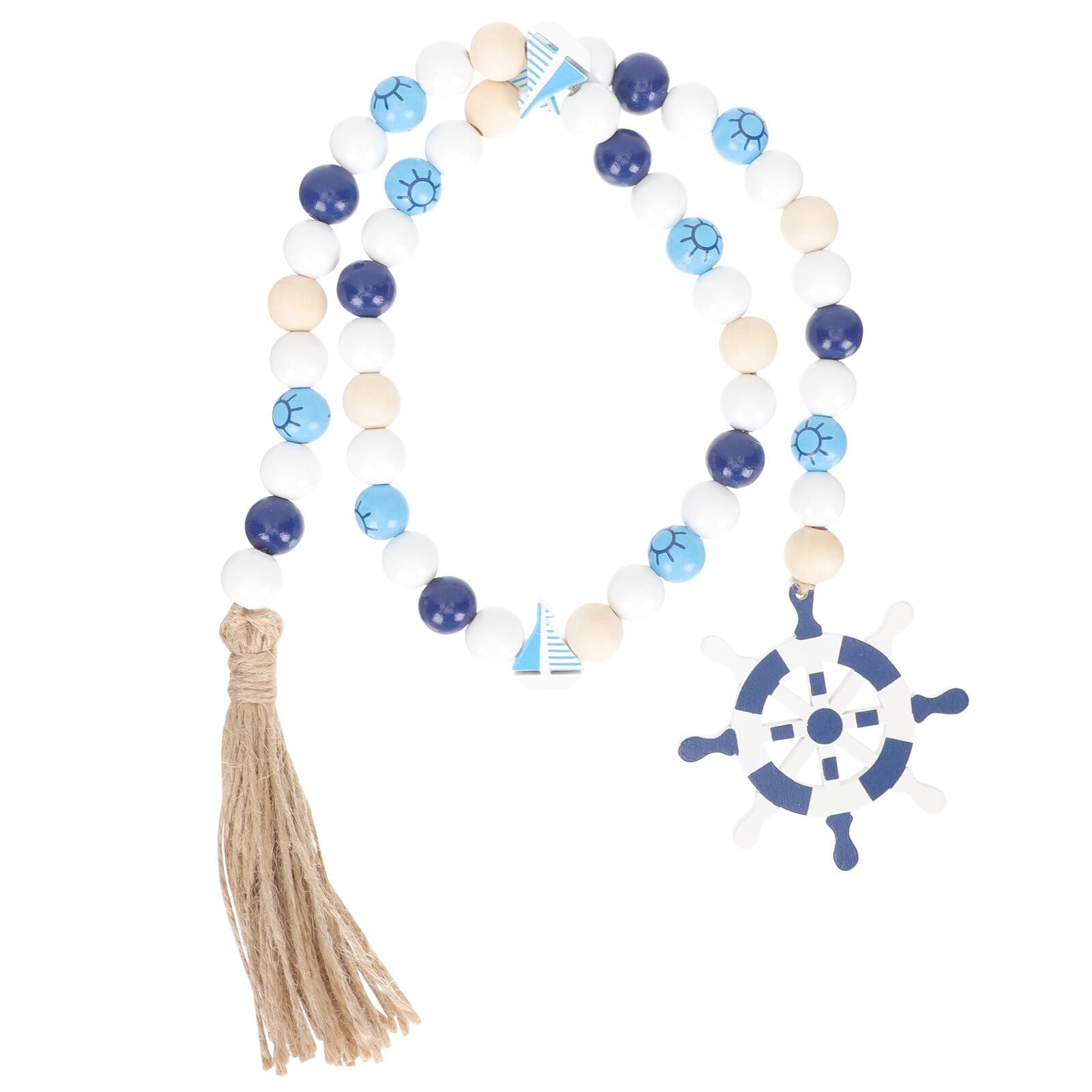 Marine Style Wood Beads String Decor Delicate Beads String Ornament ...