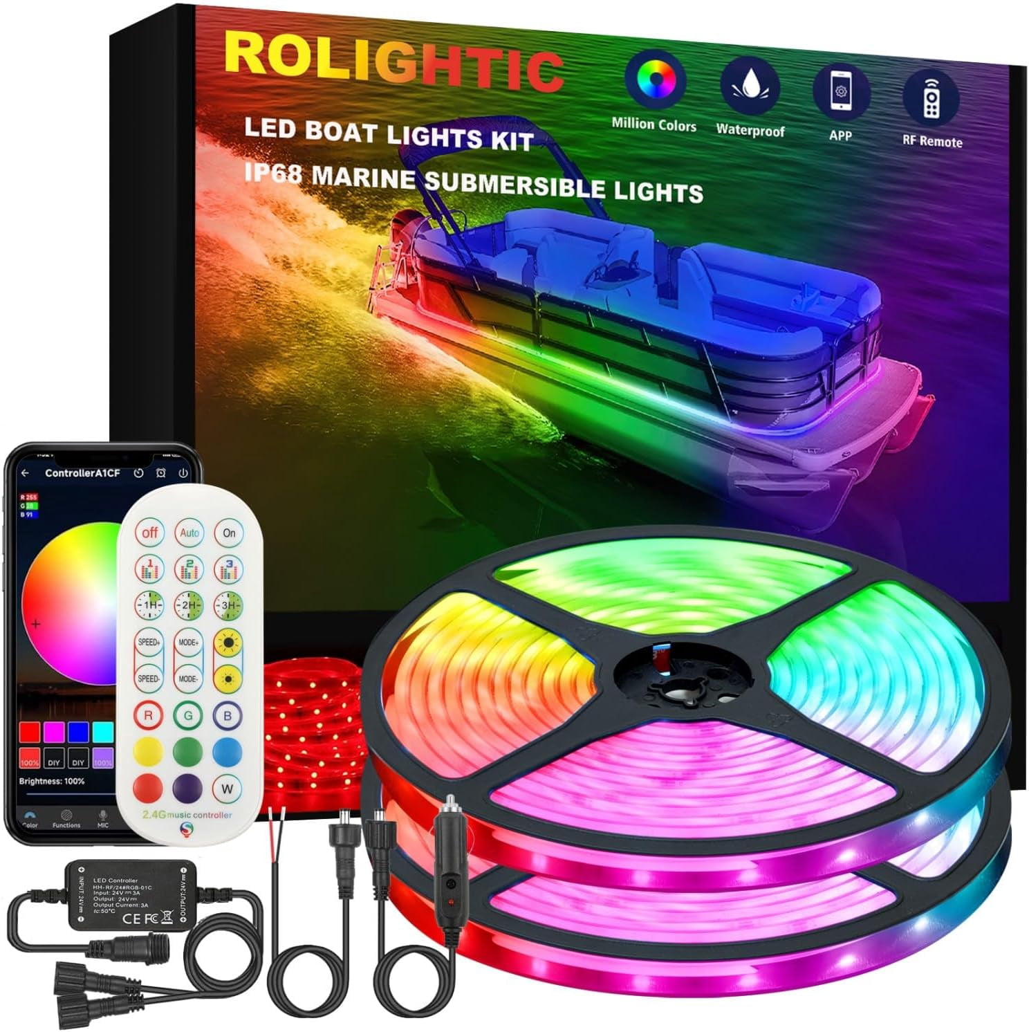 Marine Submersible Boat LED Strip XIULINs, 32.8FT IP68 Waterproof ...