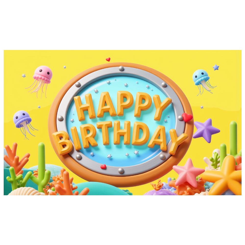 Marine Theme Birthday Party Banner Decorative Design Banner for ...
