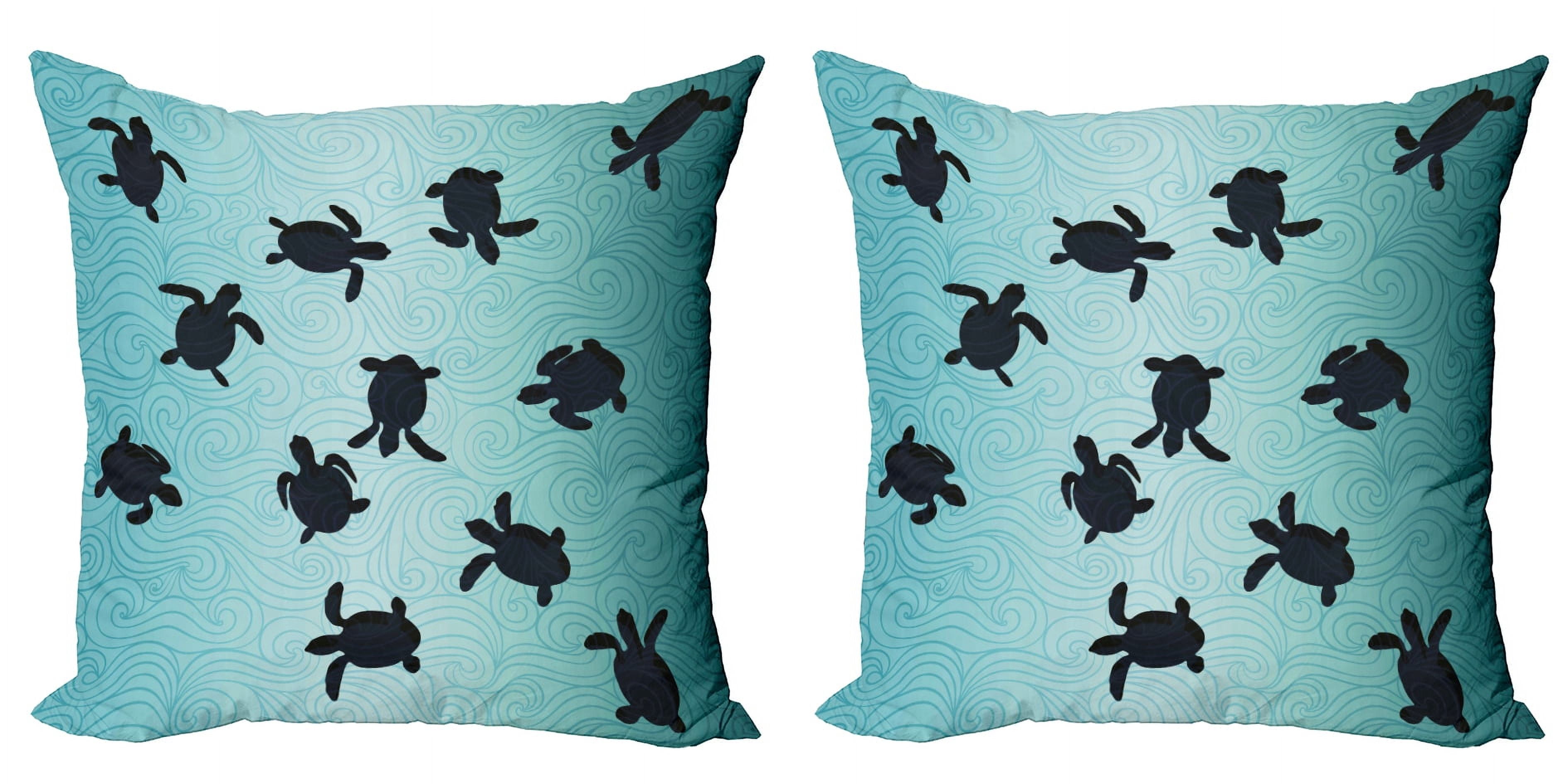 Ambesonne Ocean Throw Pillow Cover 2 Pack, Turtles Deep Sealife, 24 ...