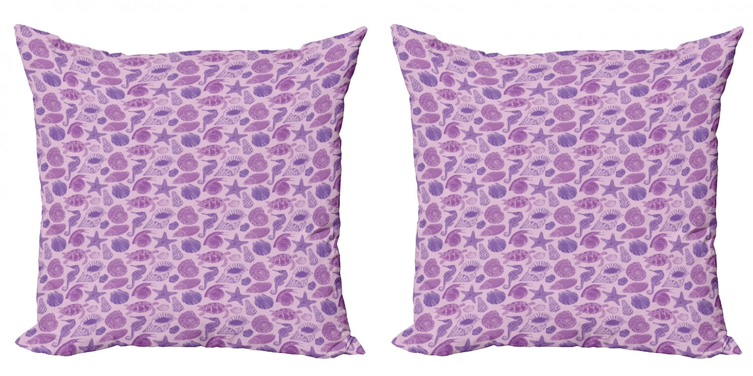 Ambesonne Marine Throw Pillow Cover 2 Pack, Turtle Shell Sea Animals ...