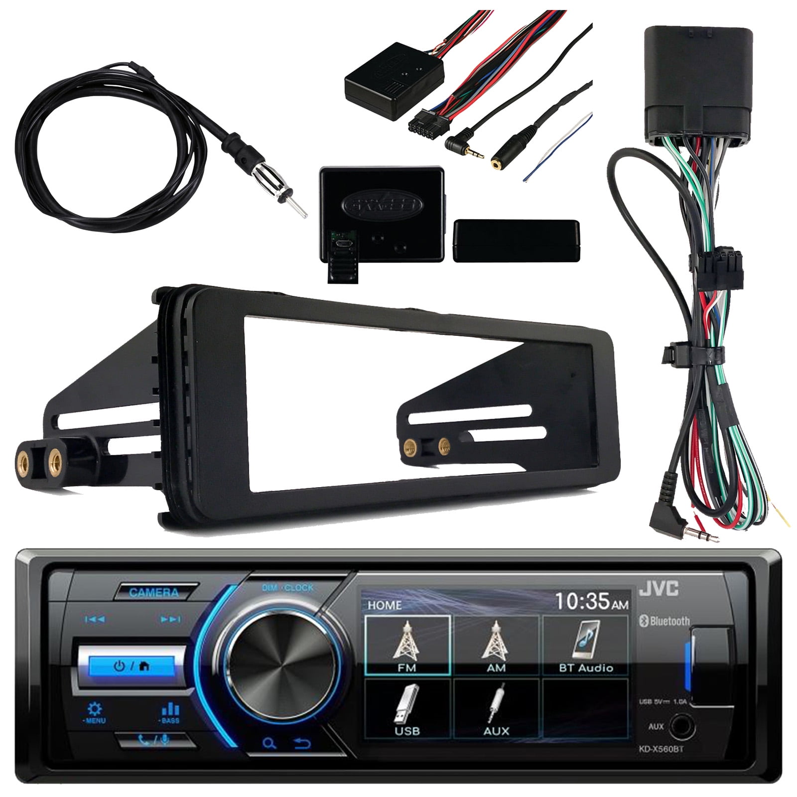 JVC Marine Bluetooth Stereo Bundle for Harley Davidson 1998-2013 ...