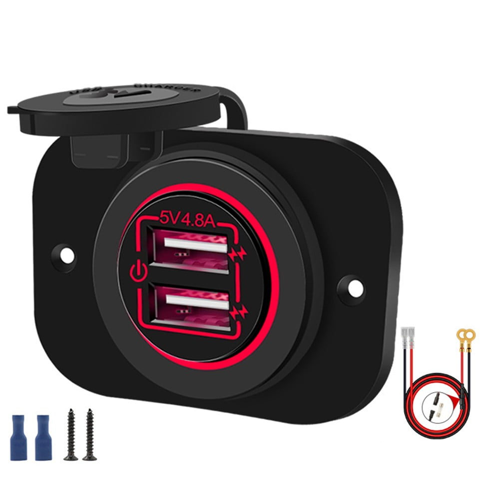 Marine Waterproof 12V 10A Dual 5V/4.8A Usb Car Charger Power Outlet On ...