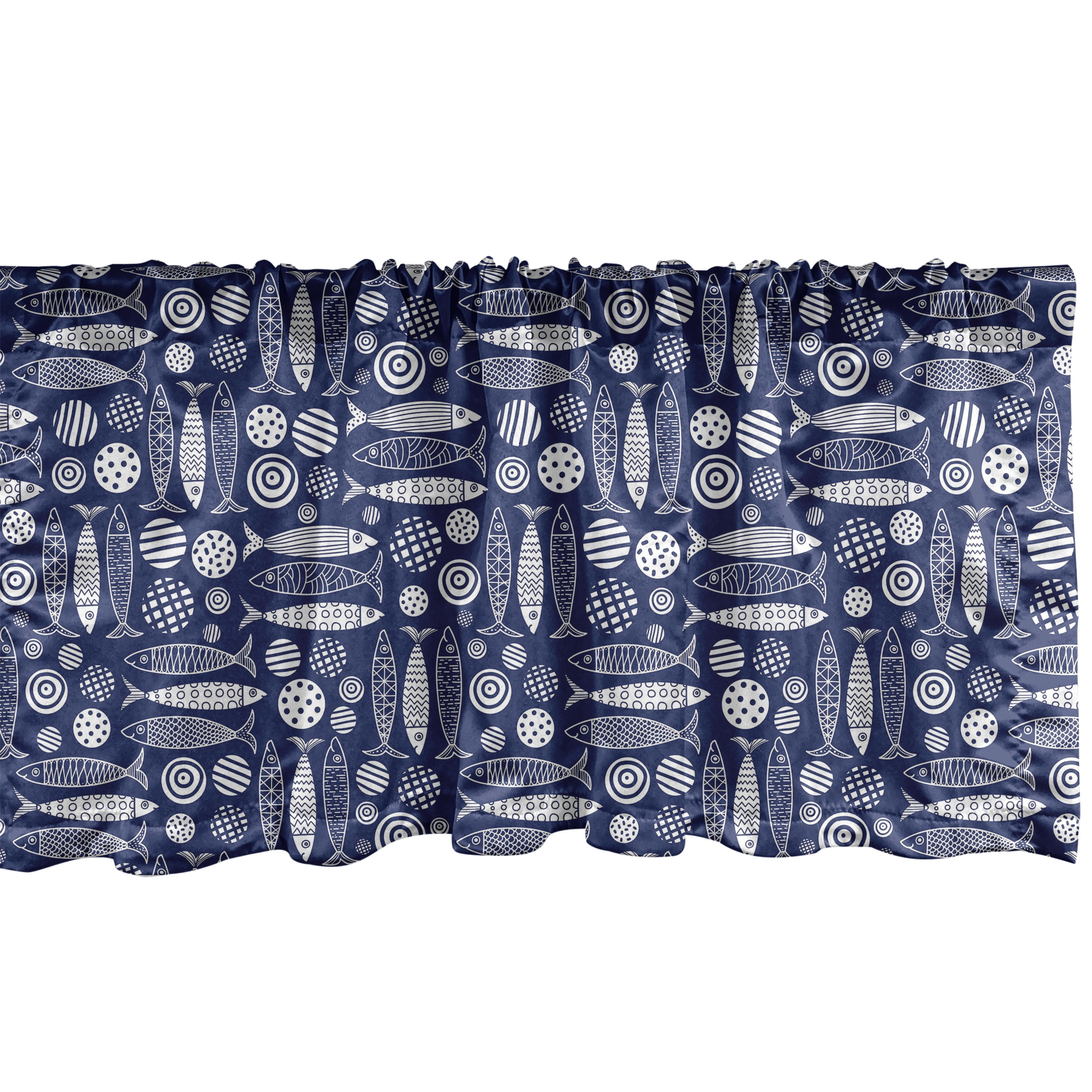 Marine Window Valance, Bohemian Style of Fish Print Sea Animal Deep ...
