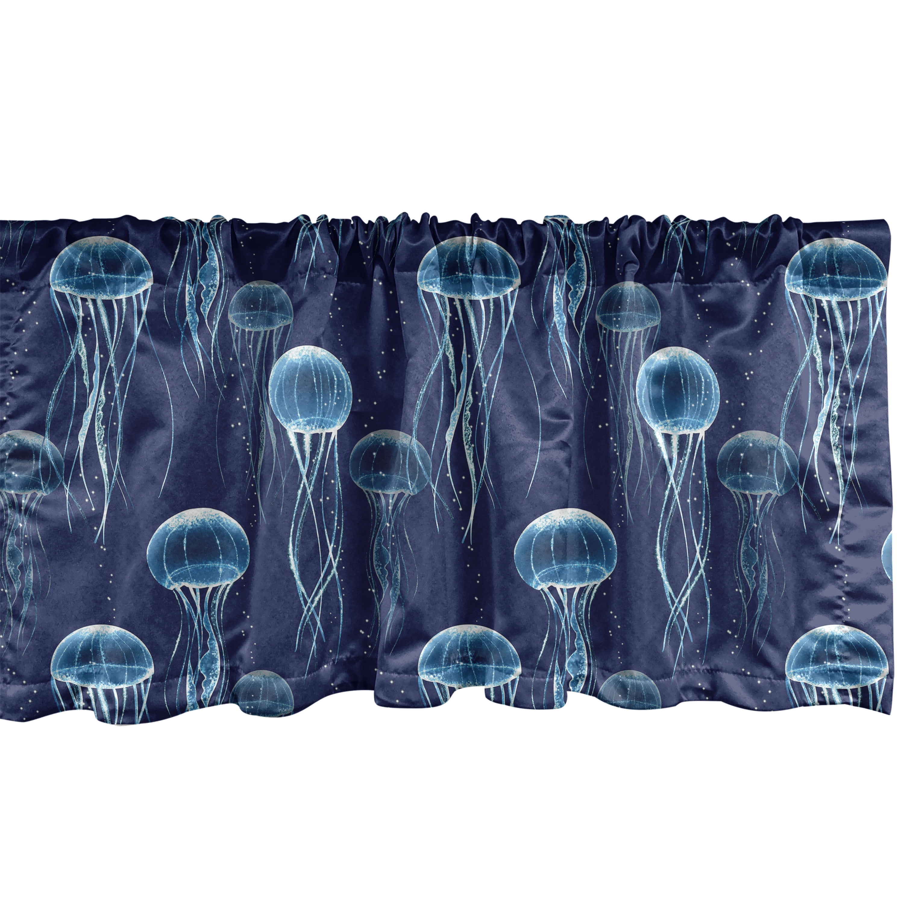 Marine Window Valance, Jellyfish Floating in the Dark Deep Ocean ...