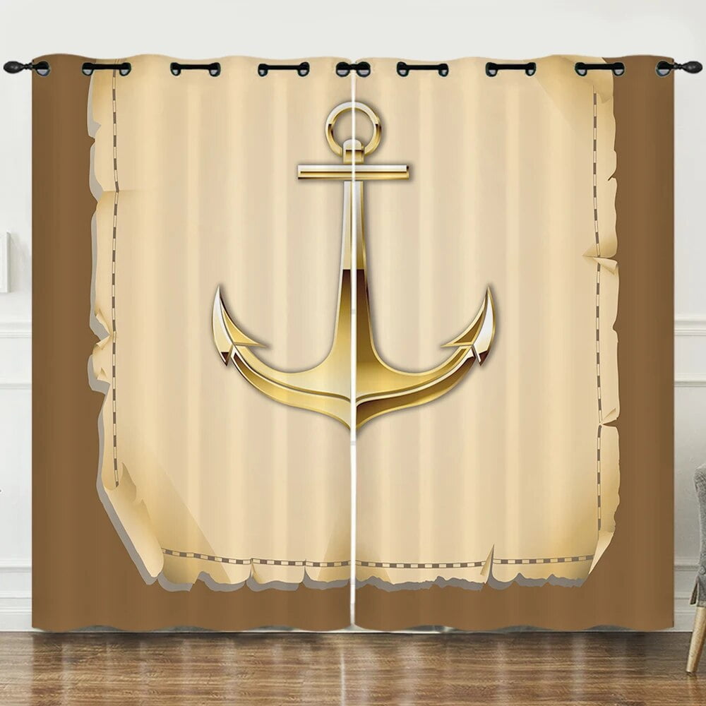 Marine Windows Drapes Sea Shells and Stars Curtains for Kids Teens ...