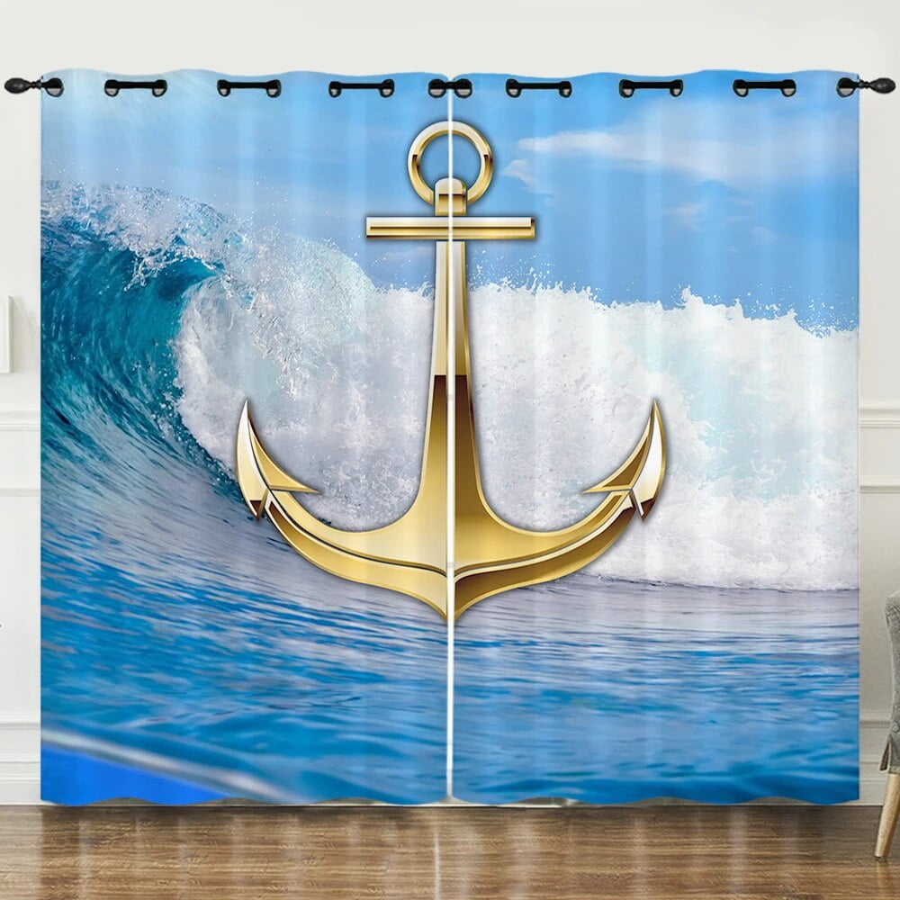 Marine Windows Drapes Sea Shells and Stars Curtains for Kids Teens ...