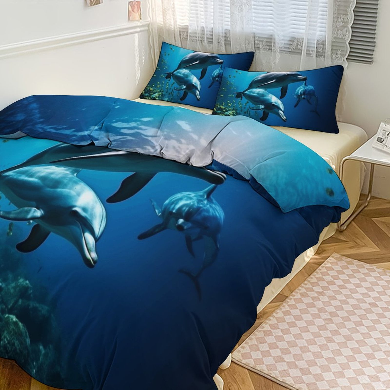 Marine World Dolphin 3D Duvet Cover Set Quilt Cover Theme of Kid Boy Girl for Bedroom Decoration ...