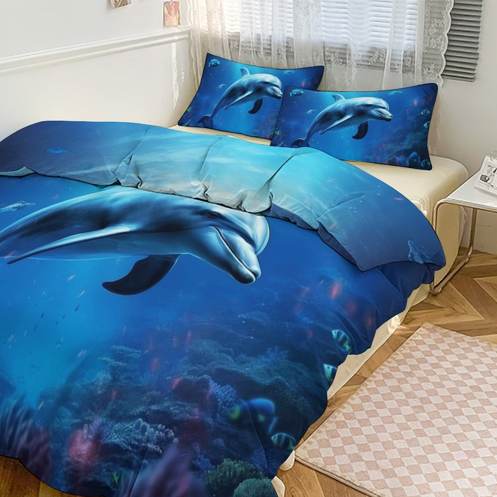 Marine World Dolphin 3D Duvet Cover Set Quilt Cover Theme of for ...