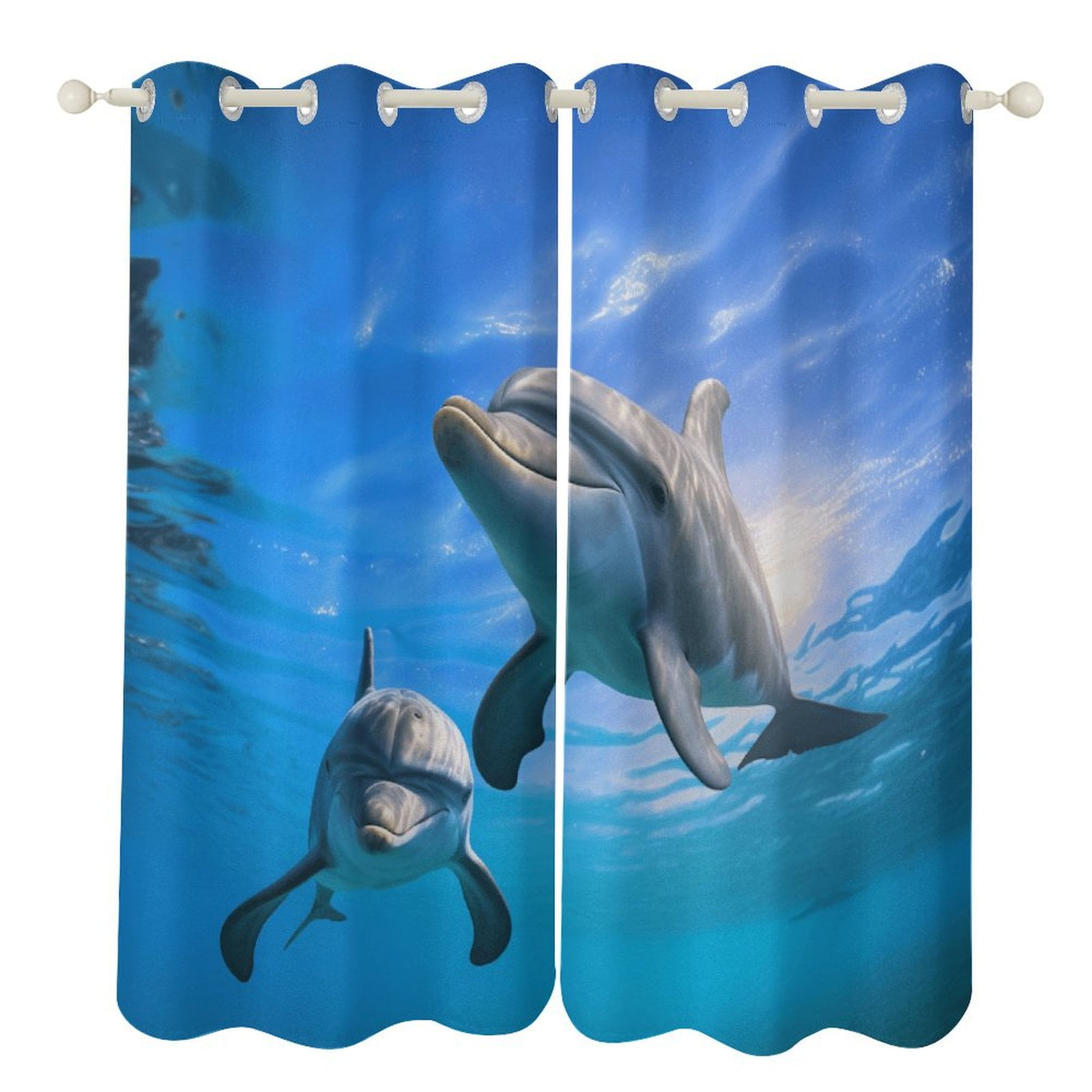 Marine World Dolphin Blackout Window Curtains for Bedroom Living Room ...