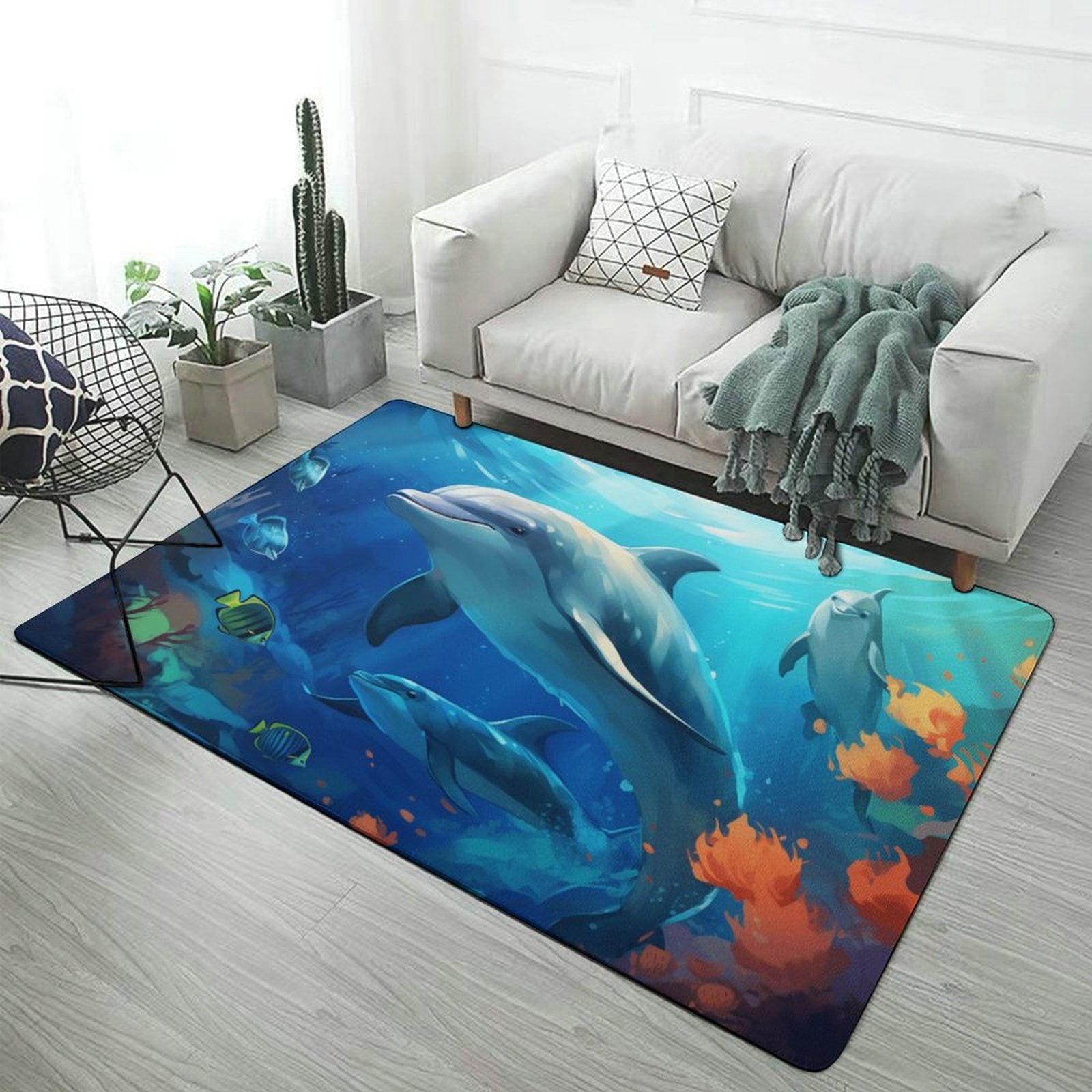 Marine World Dolphin Carpet Style Living Room Bedroom Rug Modern 3d ...