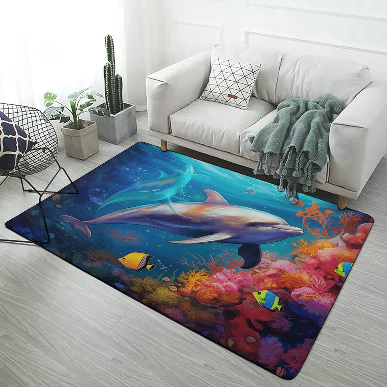 Marine World Dolphin Carpet Style Living Room Bedroom Rug Modern 3d ...