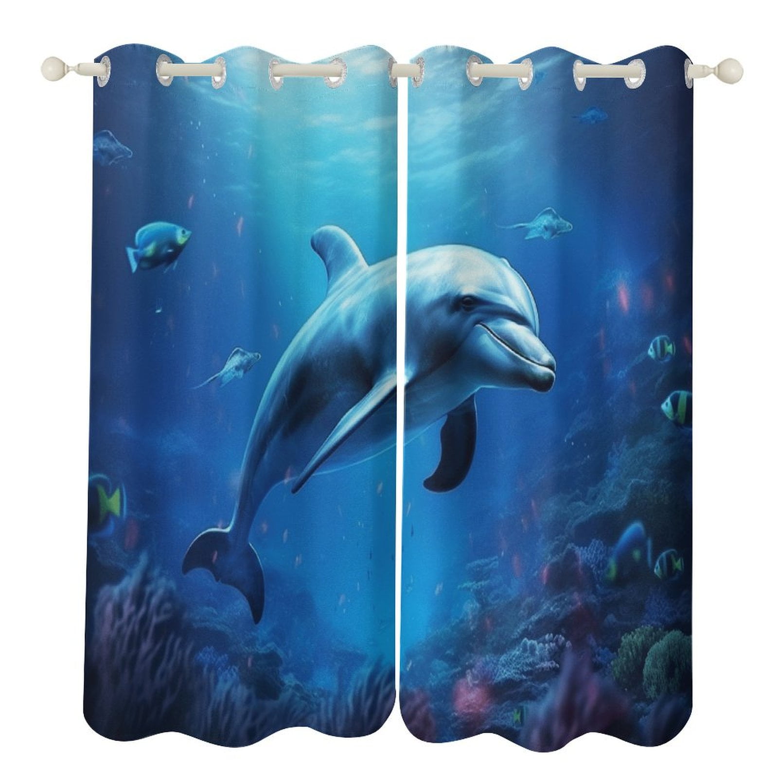 Marine World Dolphin Luxury Window Curtains Blinds for Living Room Kids ...