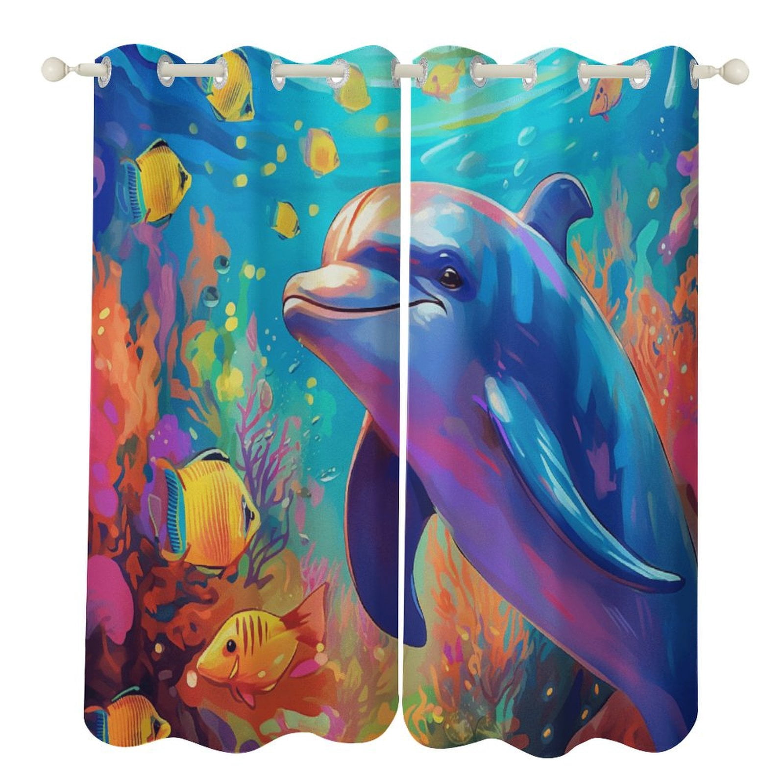 Marine World Dolphin Luxury Window Curtains Blinds for Living Room Kids ...