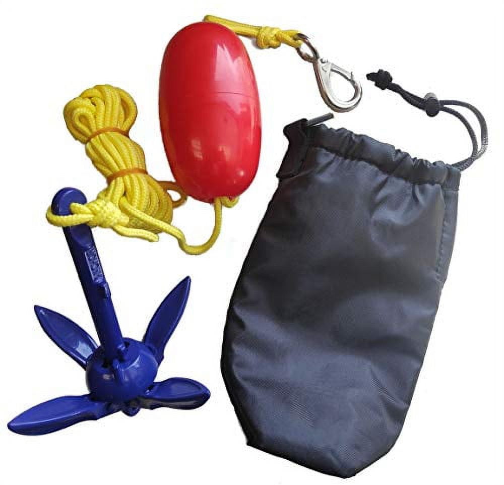 MarineNow Lightweight Aluminum Folding Grapnel Anchor Kit with Float ...