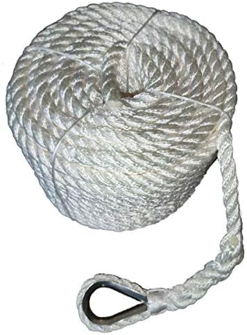 MarineNow Twisted 3 Strand Nylon Anchor Rope Line Rode with 316 ...