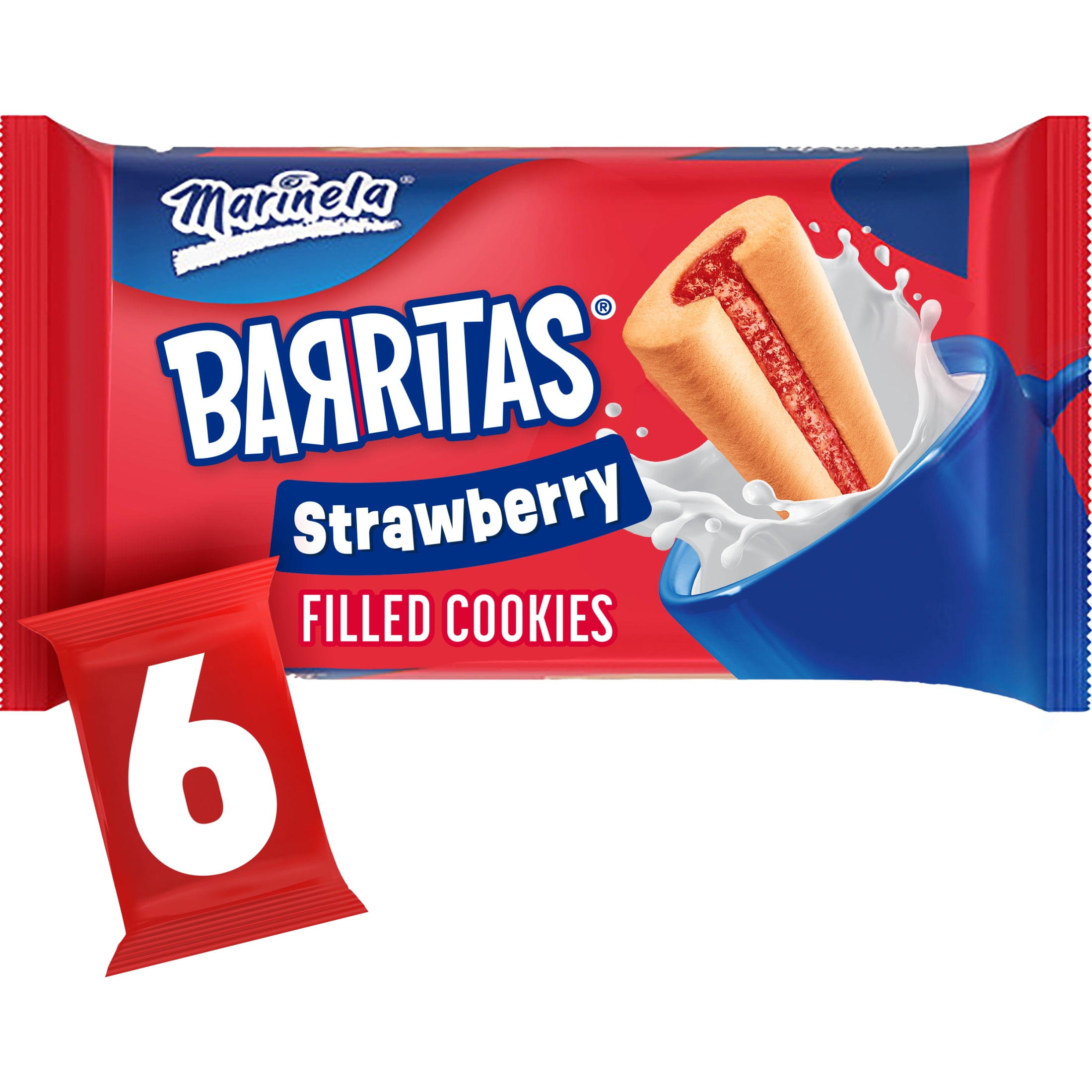 Marinela Mexican Barritas Strawberry Filled Cookies, 6 Pack, 11.64 oz ...