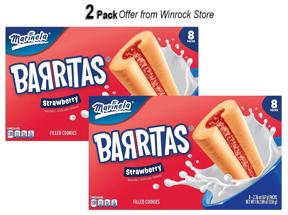 Marinela Barritas Fresa Filled Cookies, 8 packs, Strawberry Cookie Bars ...