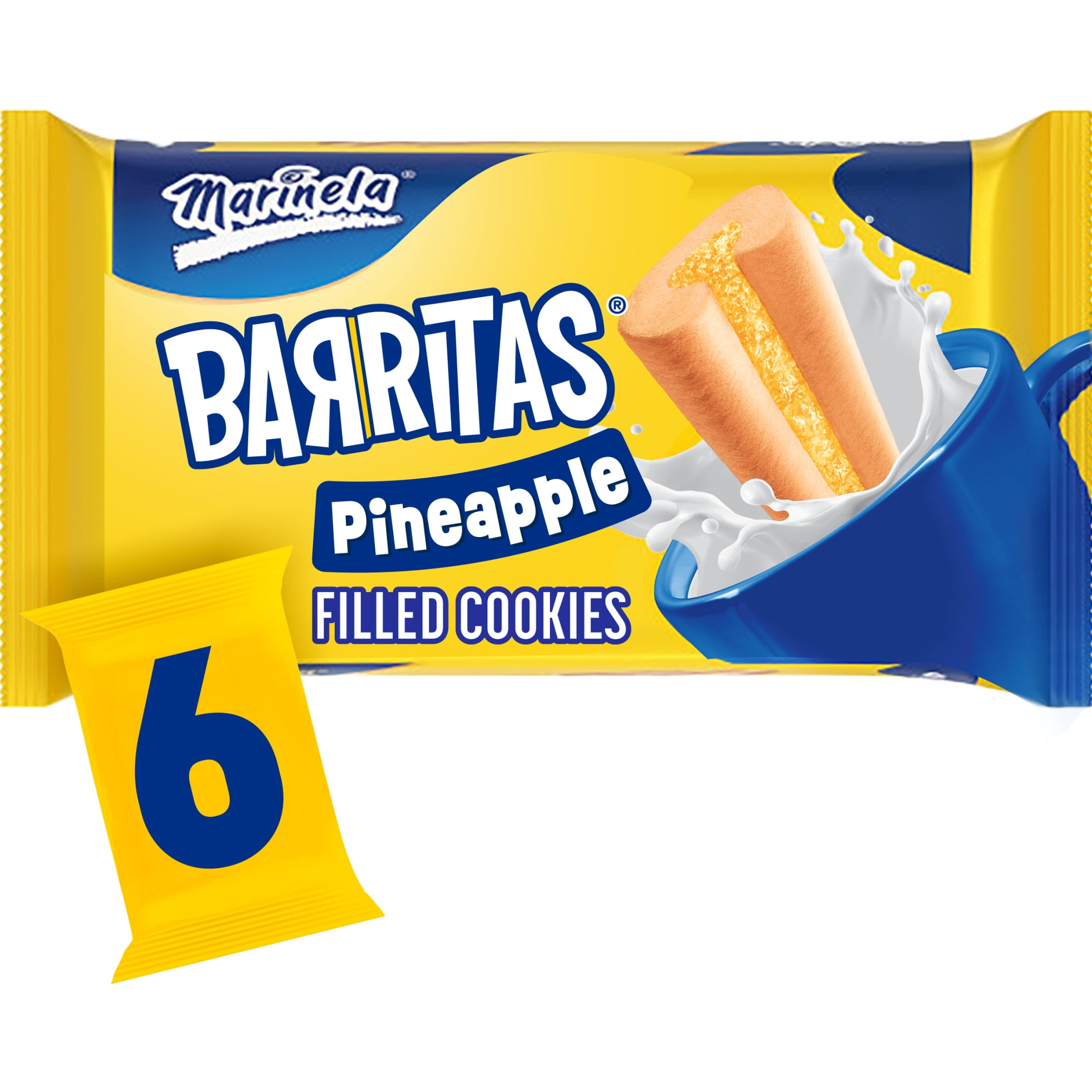 Marinela Mexican Barritas Piña Filled Cookies, 6 packs, Soft Pineapple ...