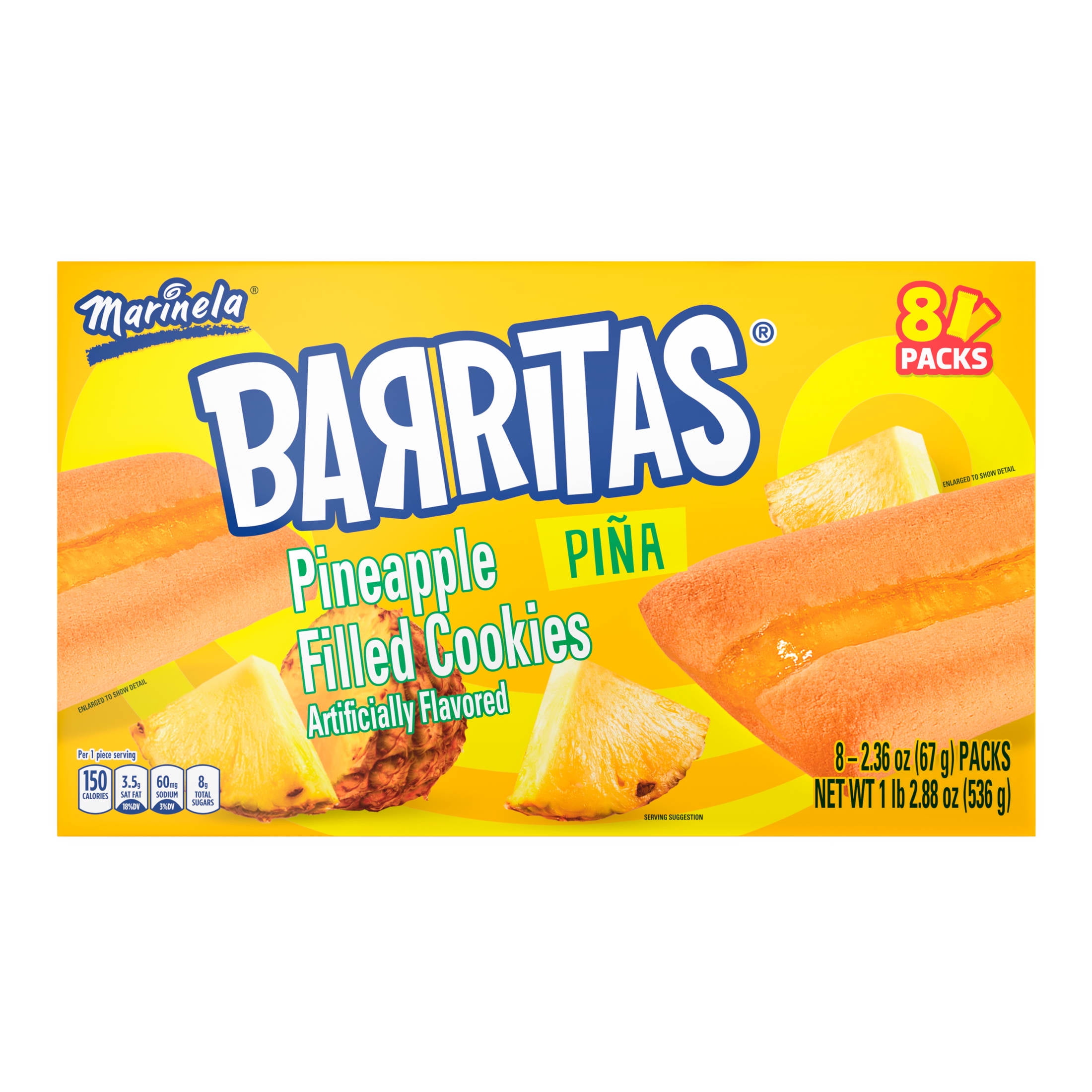 Marinela Barritas Piña Filled Cookies, 8 packs, Soft Pineapple Cookie ...