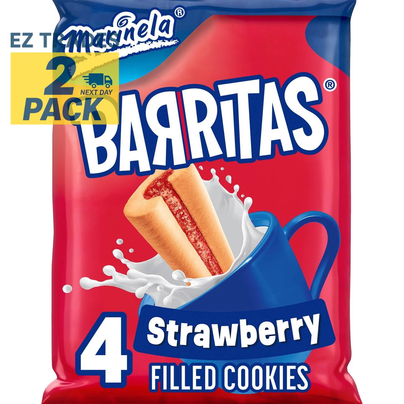 Marinela Barritas Strawberry-Filled Cookies Snack Packs, 2 ct pack of 2, Strawberry-Filled ...