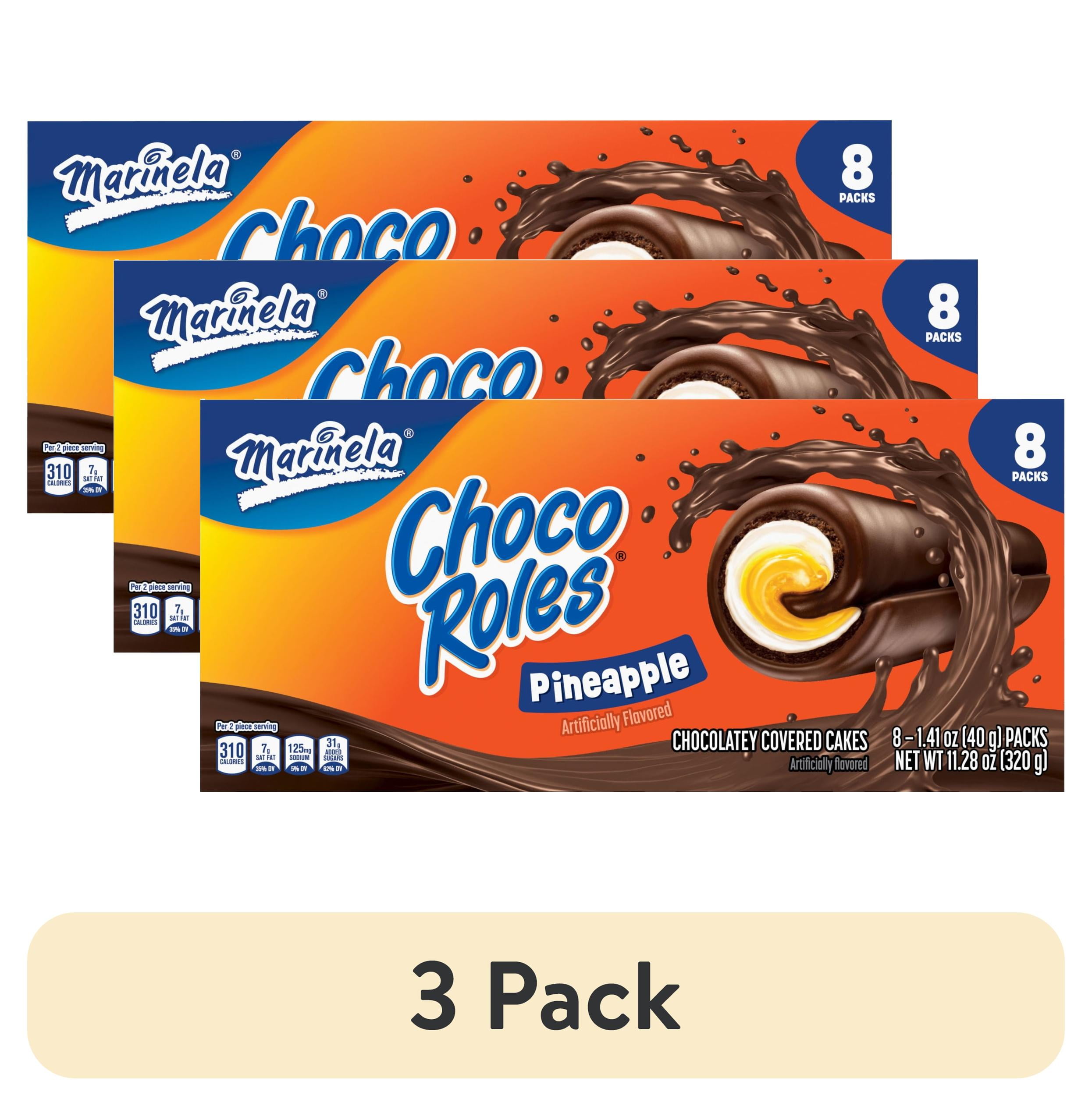 (3 pack) Marinela Choco Roles Pineapple Crème Filled Cakes, 8 packs ...