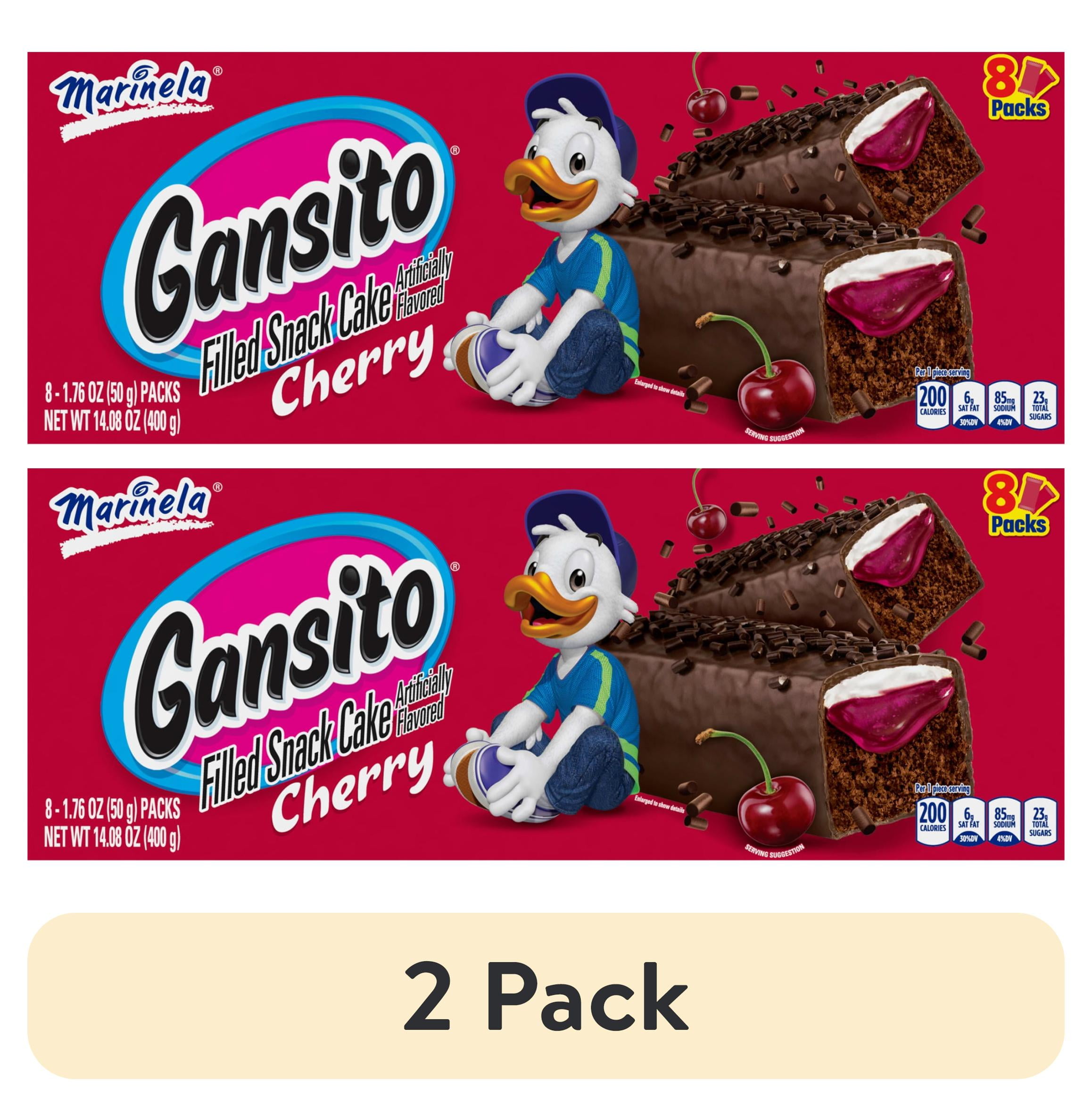 (2 pack) Marinela Gansito Cherry Filled Chocolate Snack Cakes, 8 packs ...