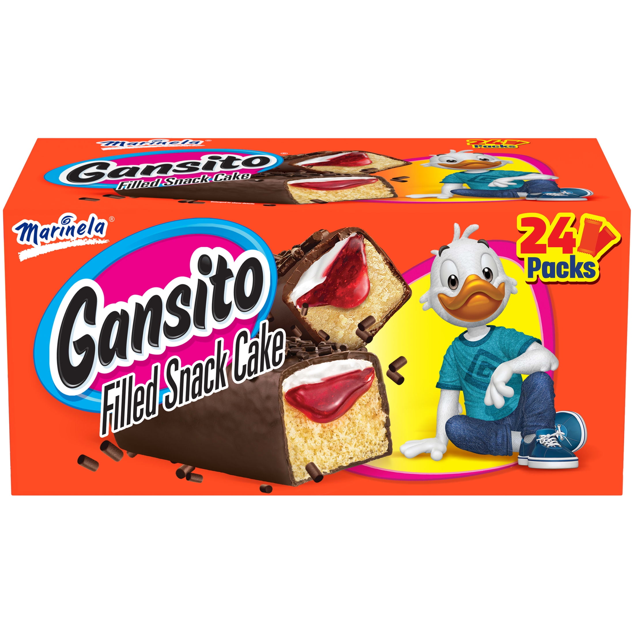 Marinela Gansito Mexican Creme Snack Cake, 24 Pack, Chocolate Covered ...
