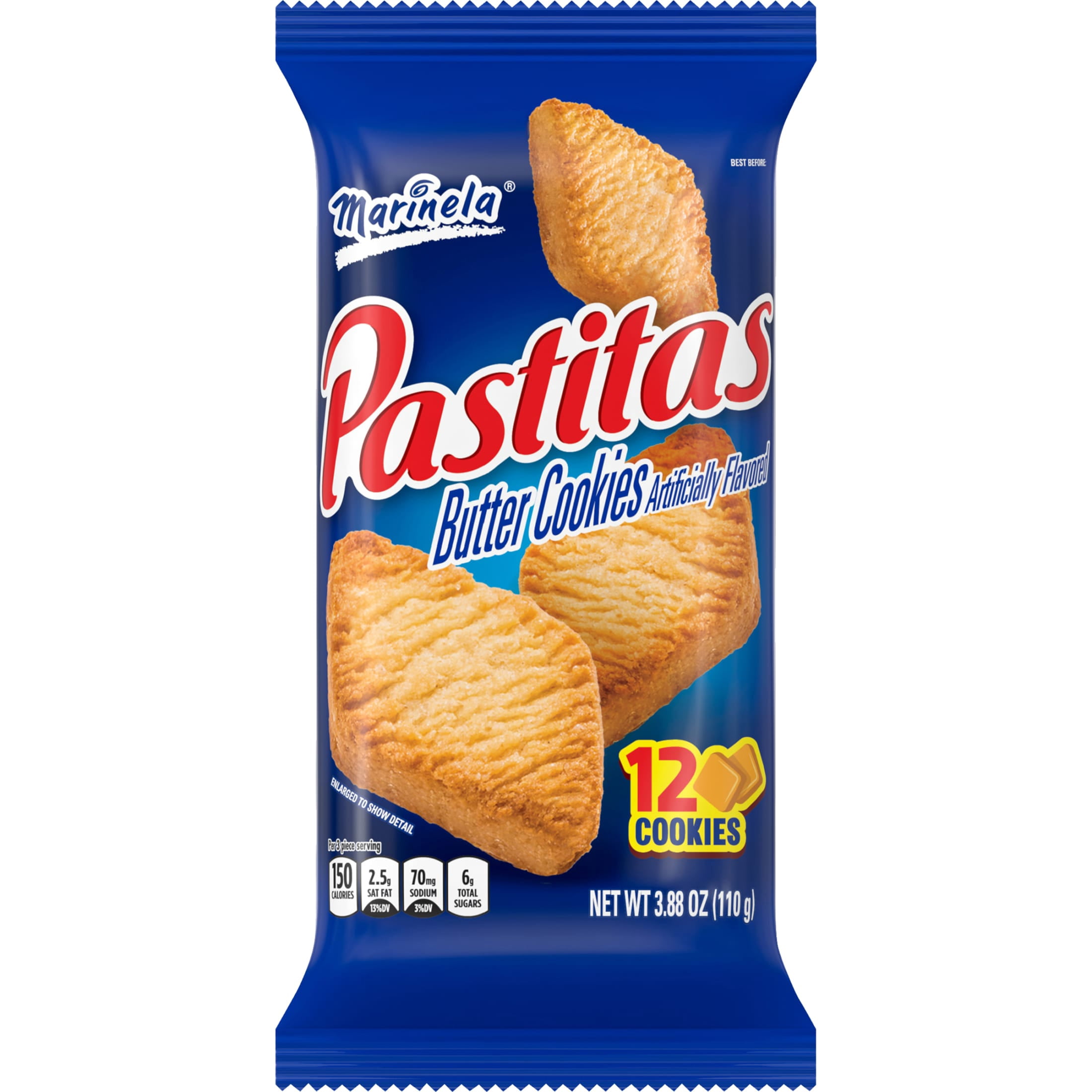 Marinela Pastitas Butter Cookies, 12 count, Cookies, 3.88 oz Bag ...