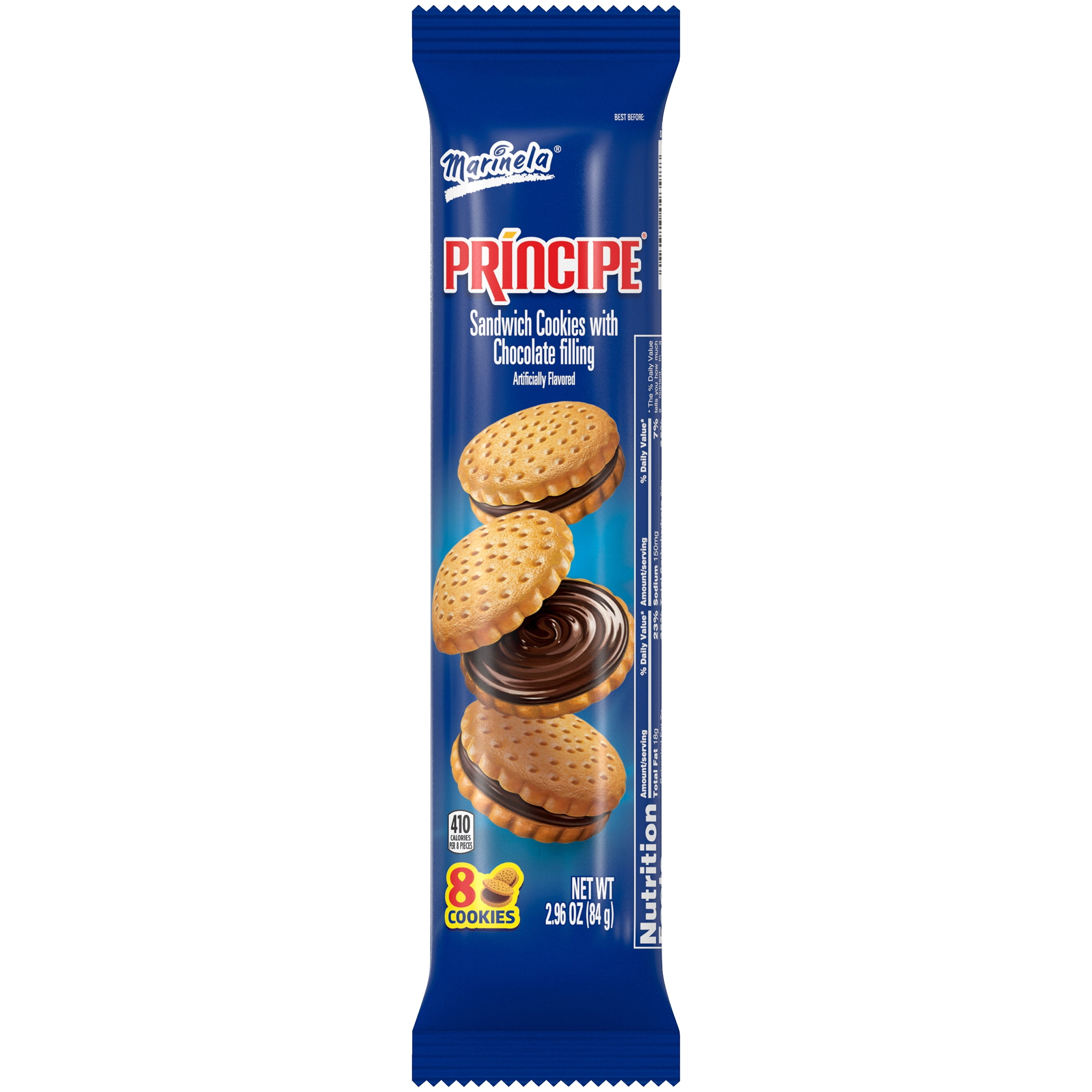Marinela Principe Chocolate Filled Sandwich Cookies, Artificially ...
