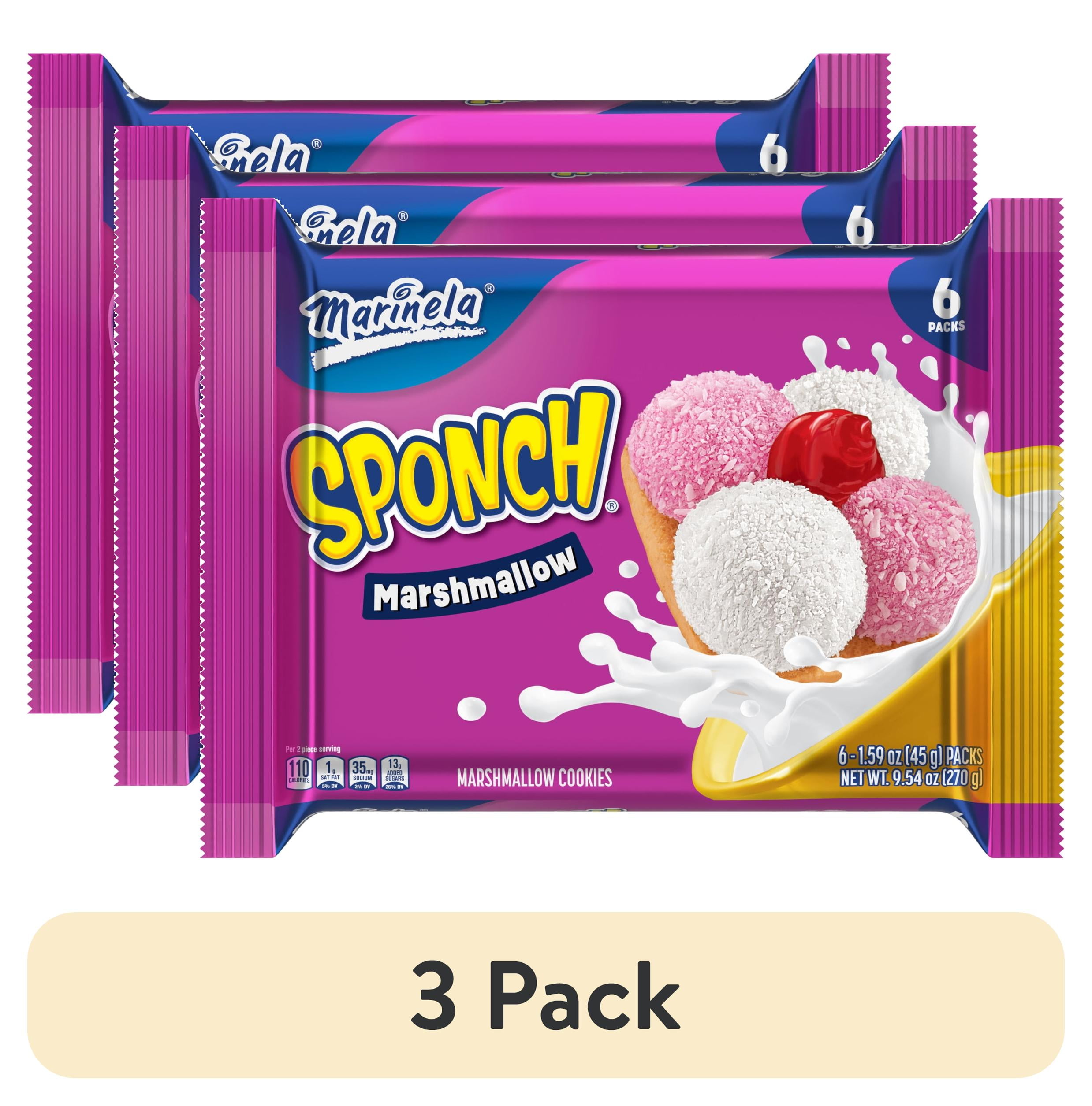 (3 pack) Marinela Sponch Coconut and Strawberry Marshmallow Cookies, 6 ...
