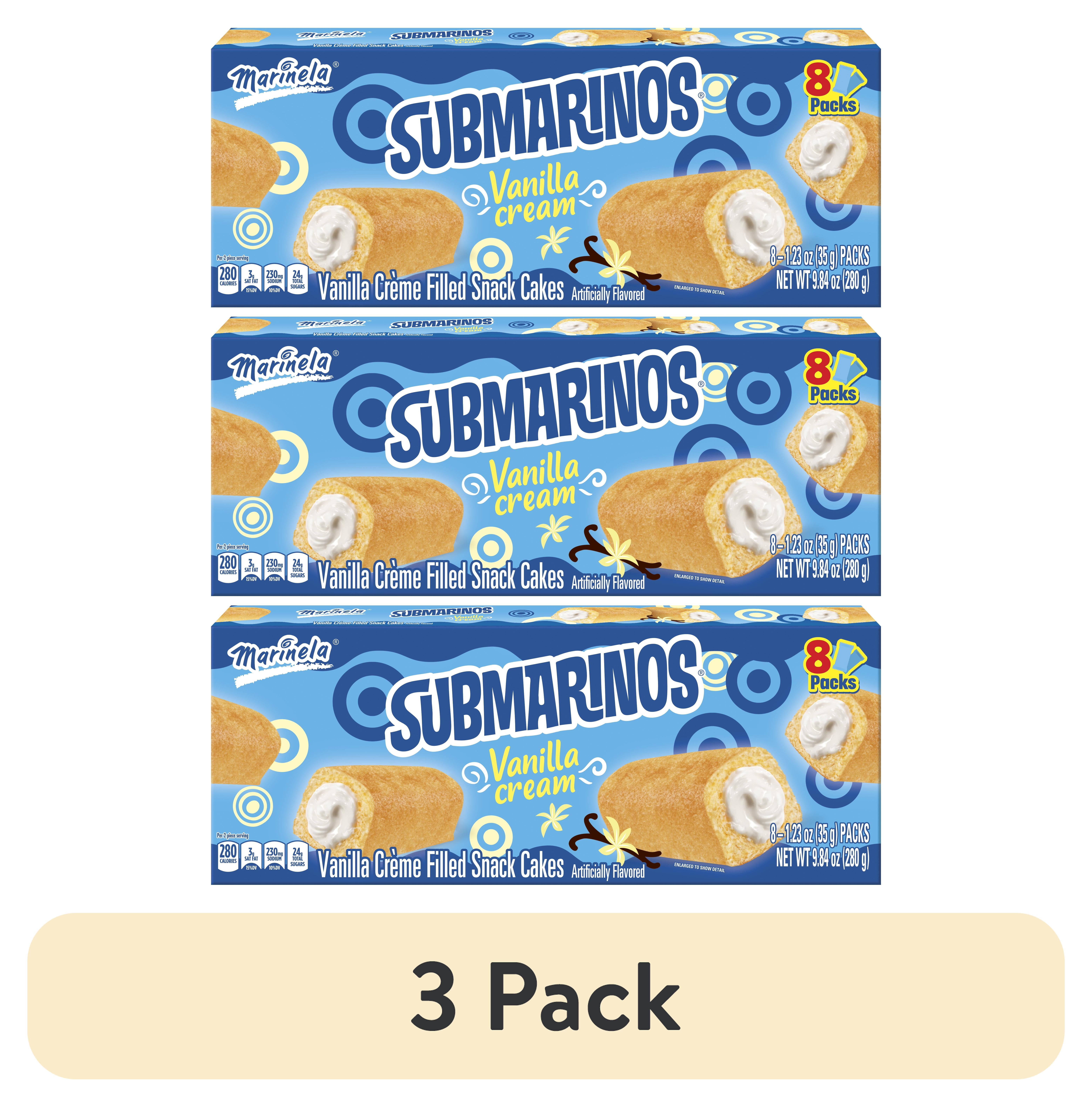 (3 pack) Marinela Submarines Vanilla Crème Filled Cakes, 8 packs ...