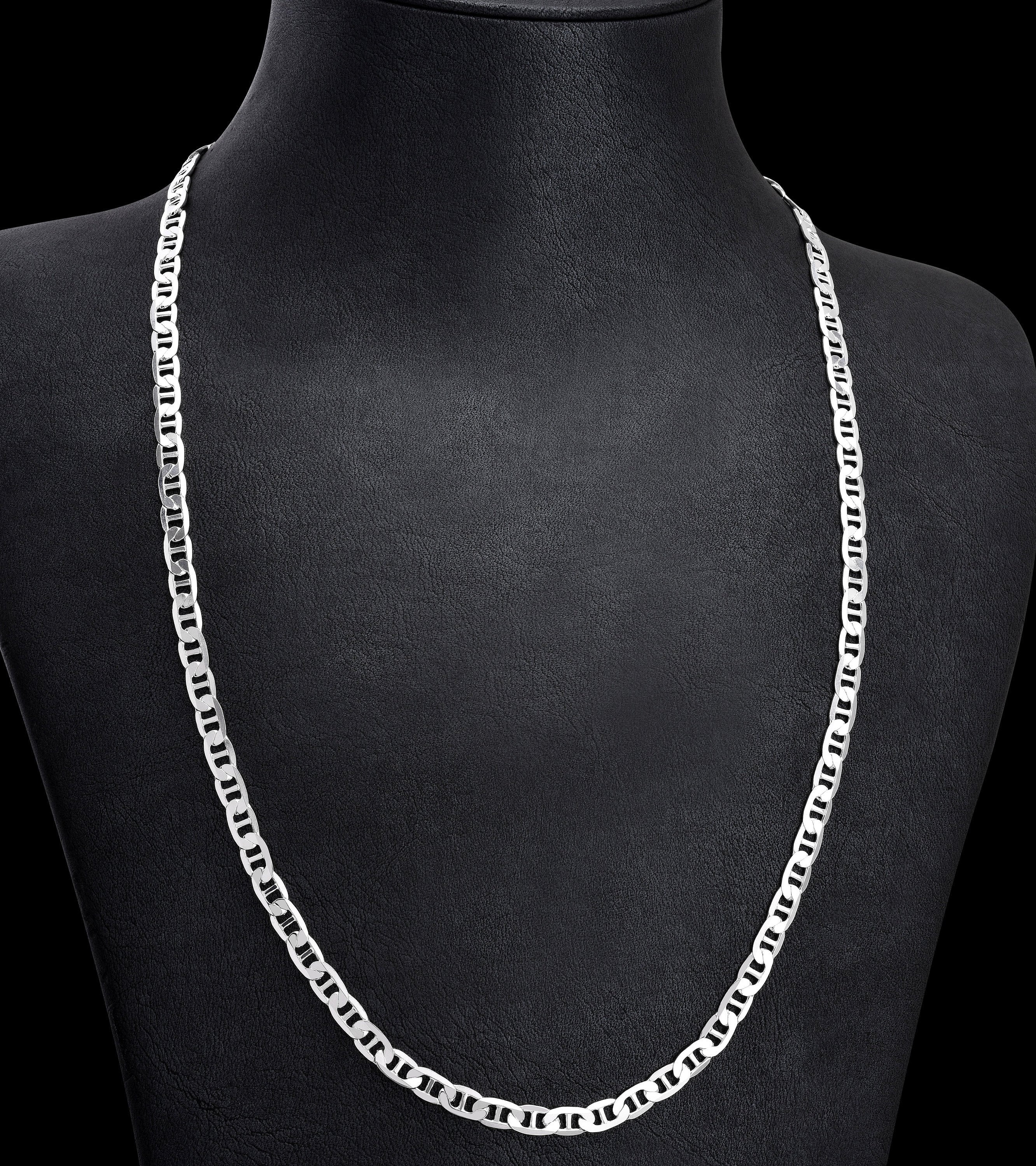 Mariner Chain Necklace for Men in Sterling Silver, Link Marina Chain Men Jewelry, Unique Silve ...