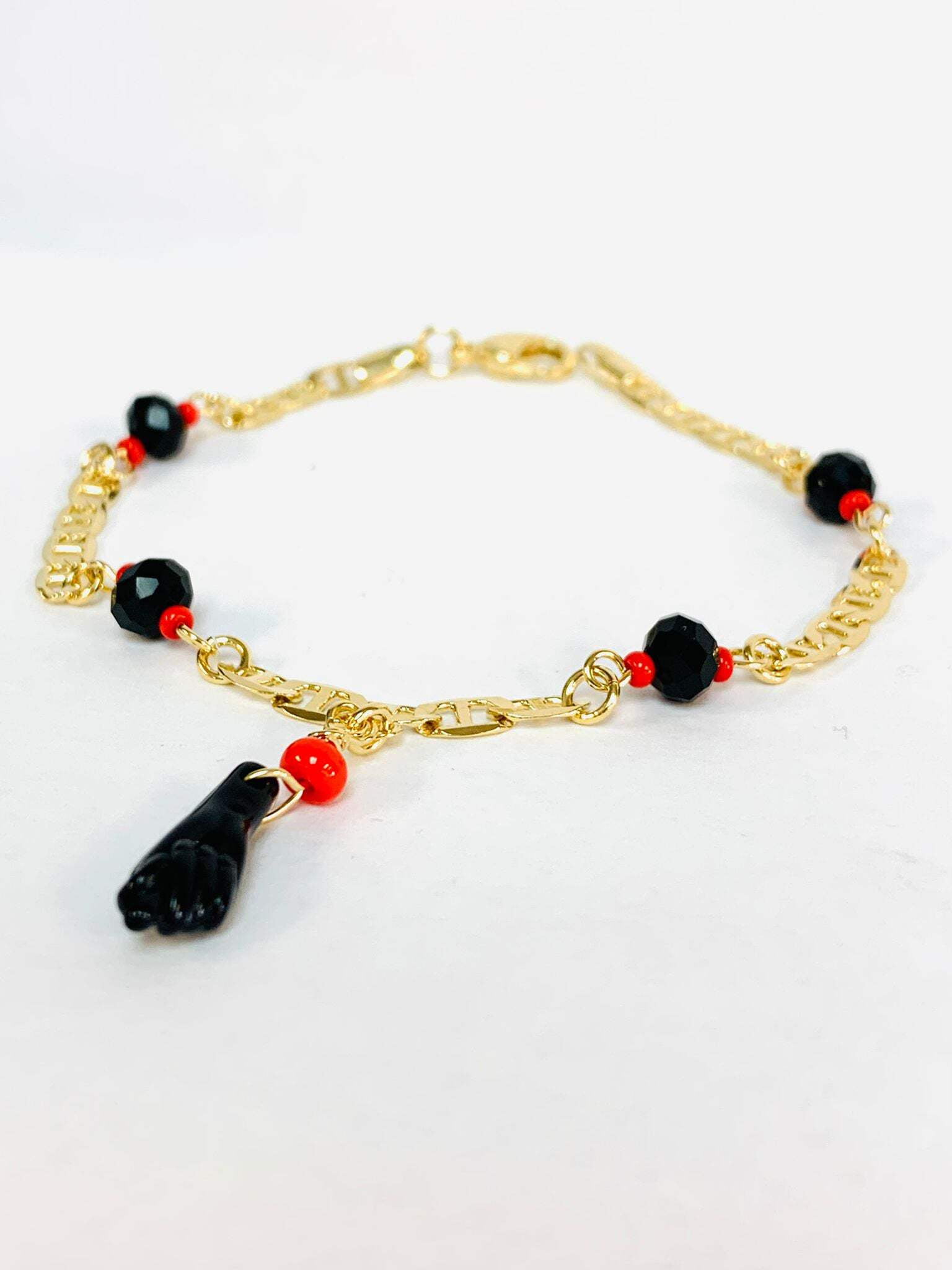 Mariner Link Azabache Bracelet / Womens Azabache Bracelet 7.5" Good ...