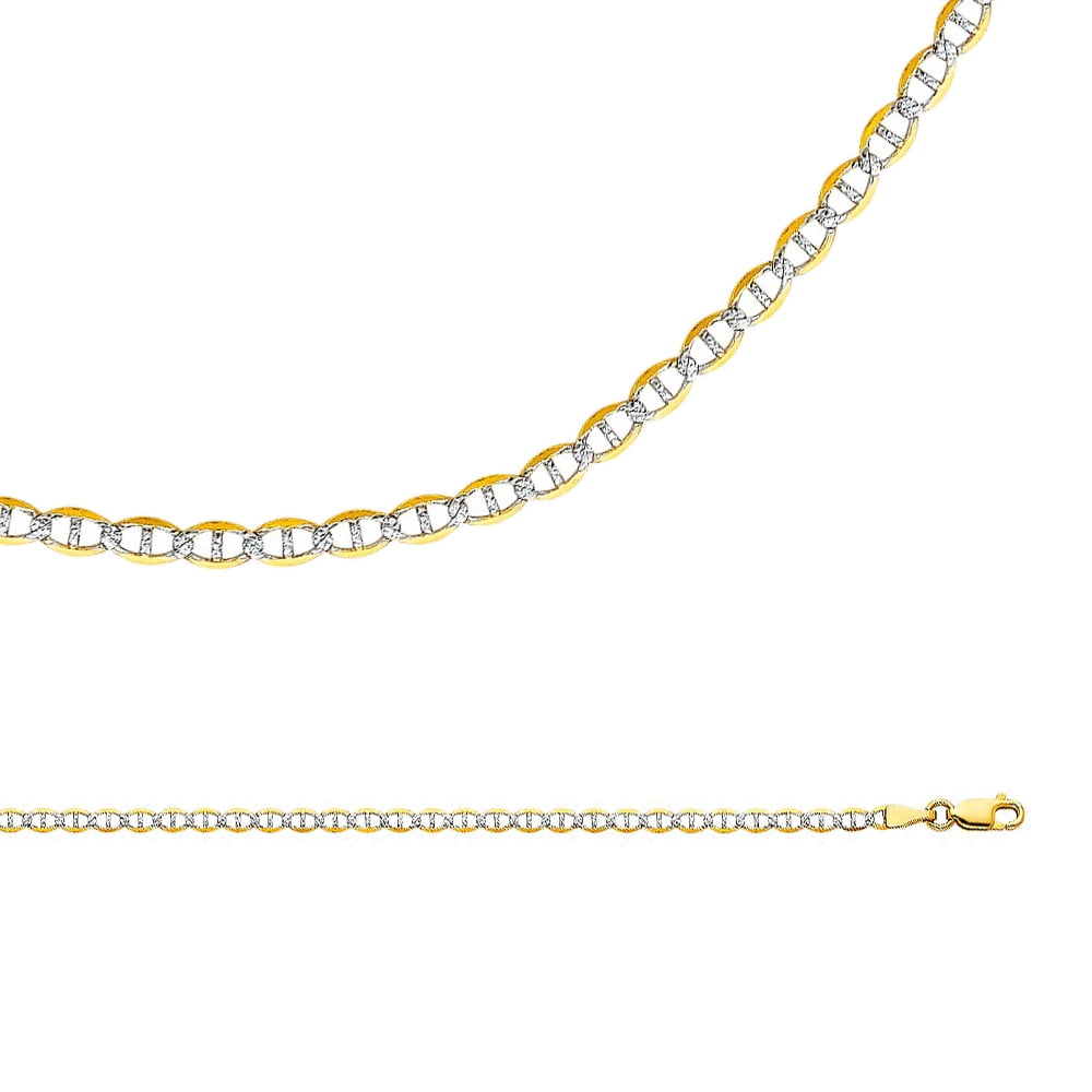 Mariner Necklace Solid 14k Yellow White Gold Chain Anchor Pave Flat ...