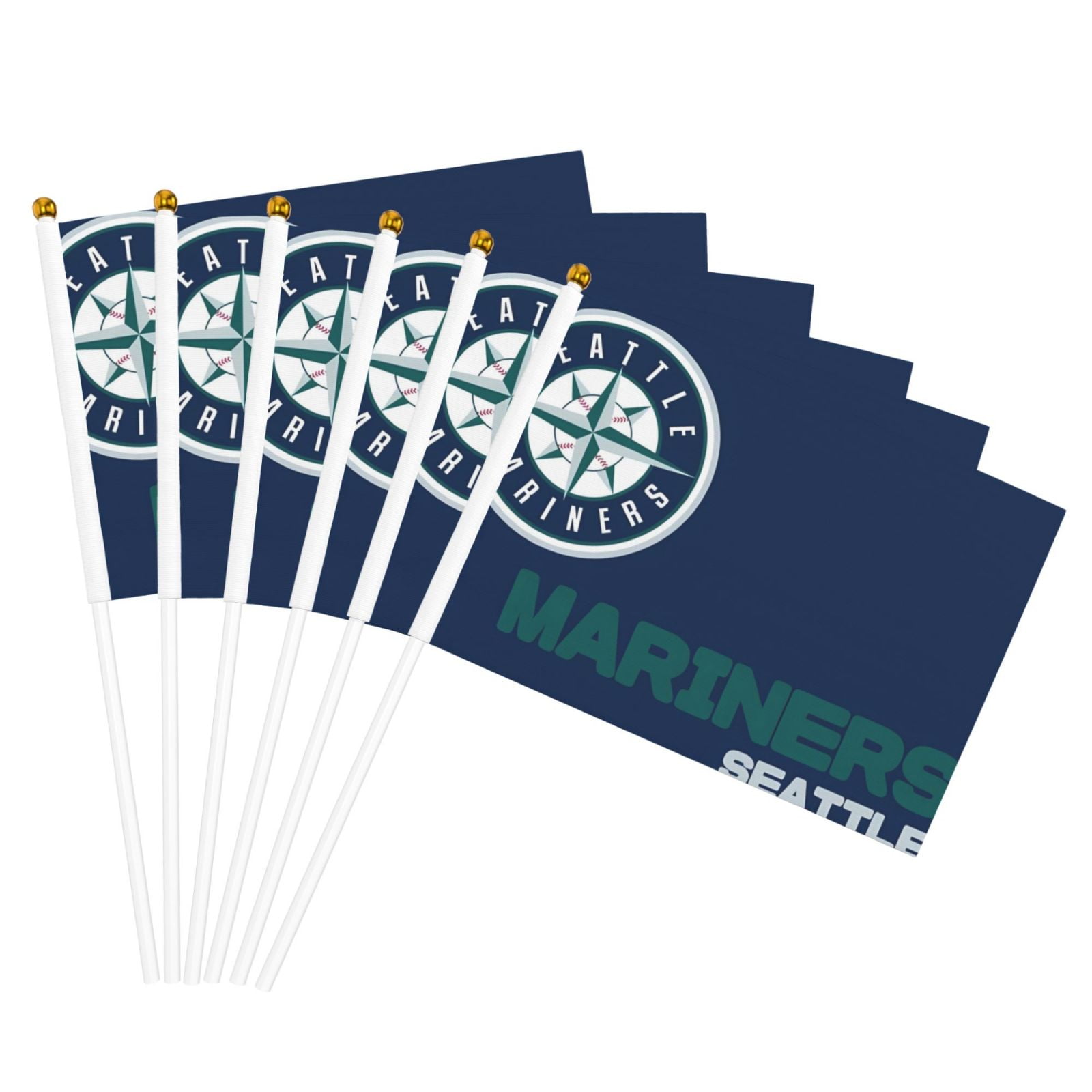 Mariners Baseball Team Double Sided Hand Waving Flag(Pack of 6 or 10 ...