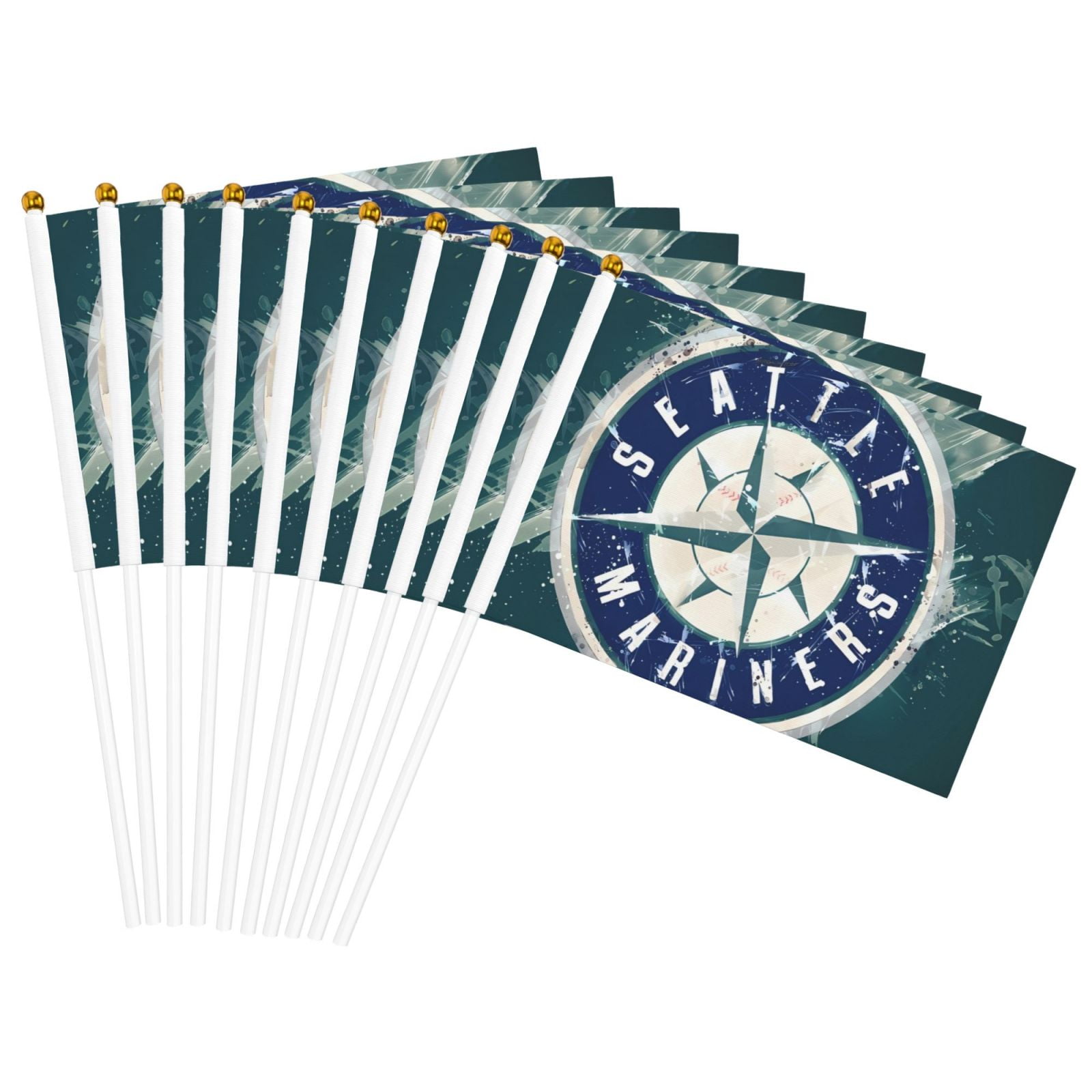 Mariners Baseball Team Double Sided Hand Waving Flag(Pack of 6 or 10 ...
