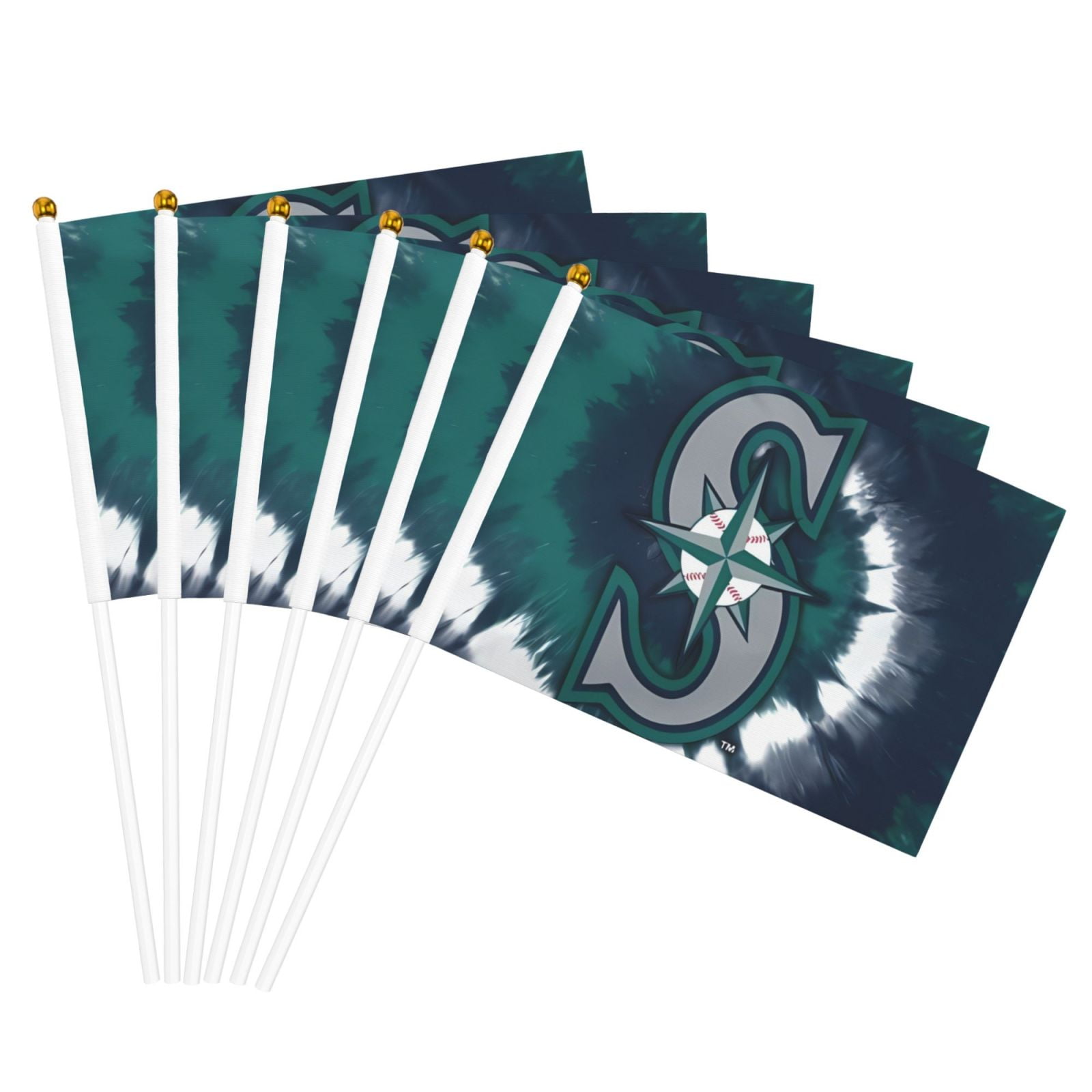 Mariners Baseball Team Double Sided Hand Waving Flag(Pack of 6 or 10 ...