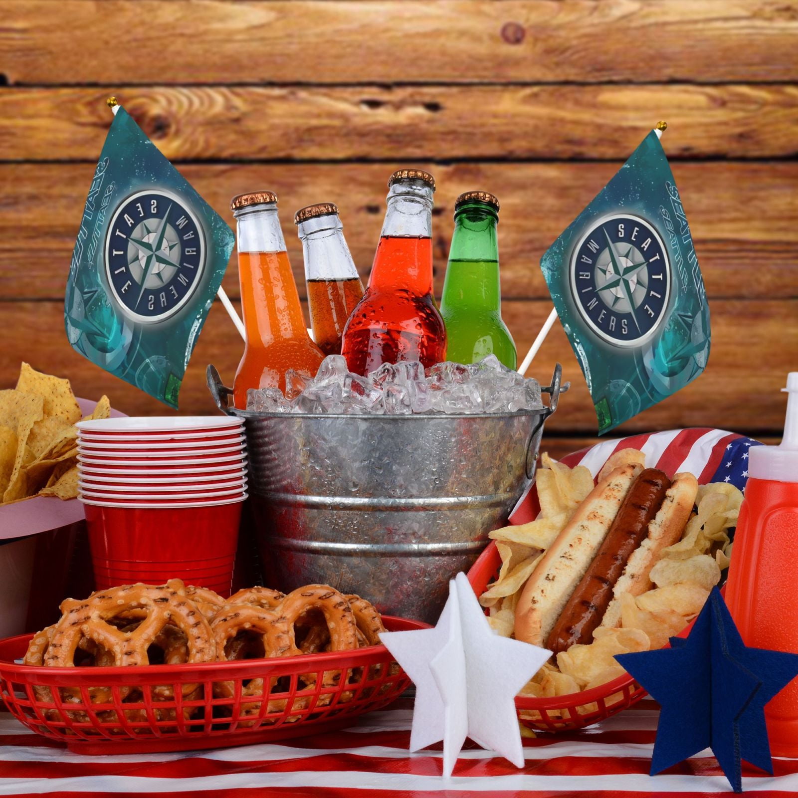 Mariners Handheld Flag 5.5x8.2in Equipped with plastic flagpole Used ...