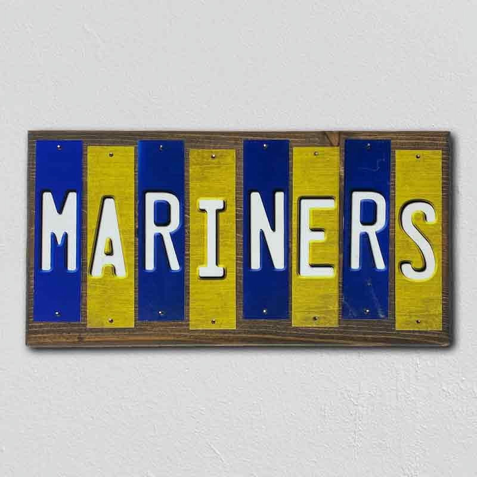 Mariners Team Colors Baseball Fun Strips Novelty Wood Sign WS-652 8" x ...