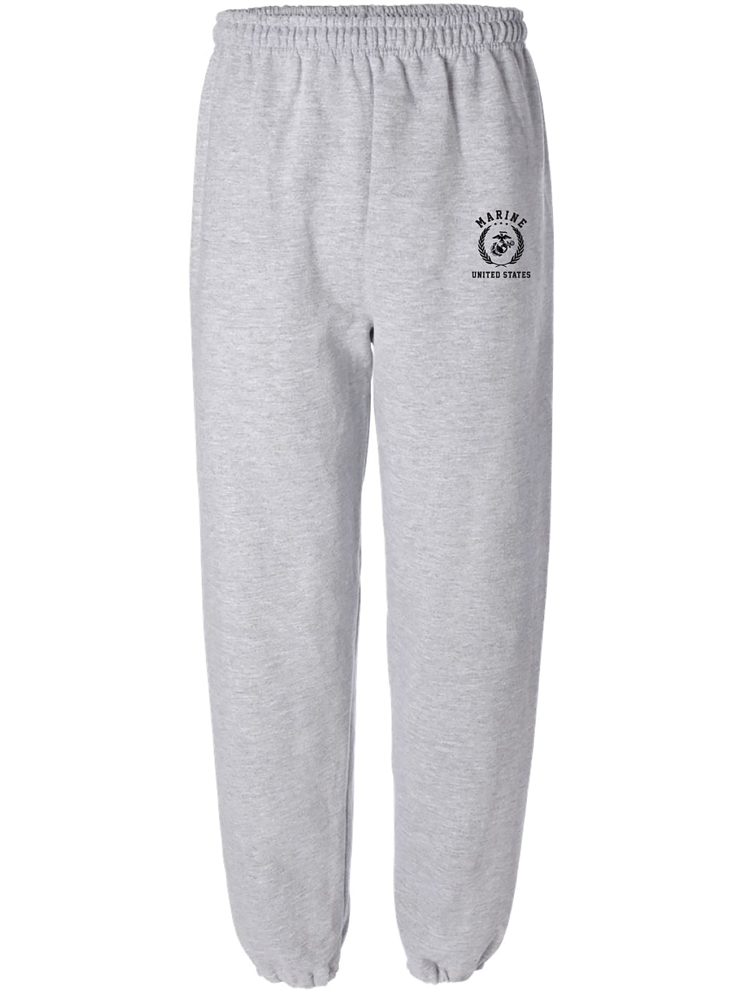 Marines Black Crest Elastic Bottom Sweatpants with black print ...