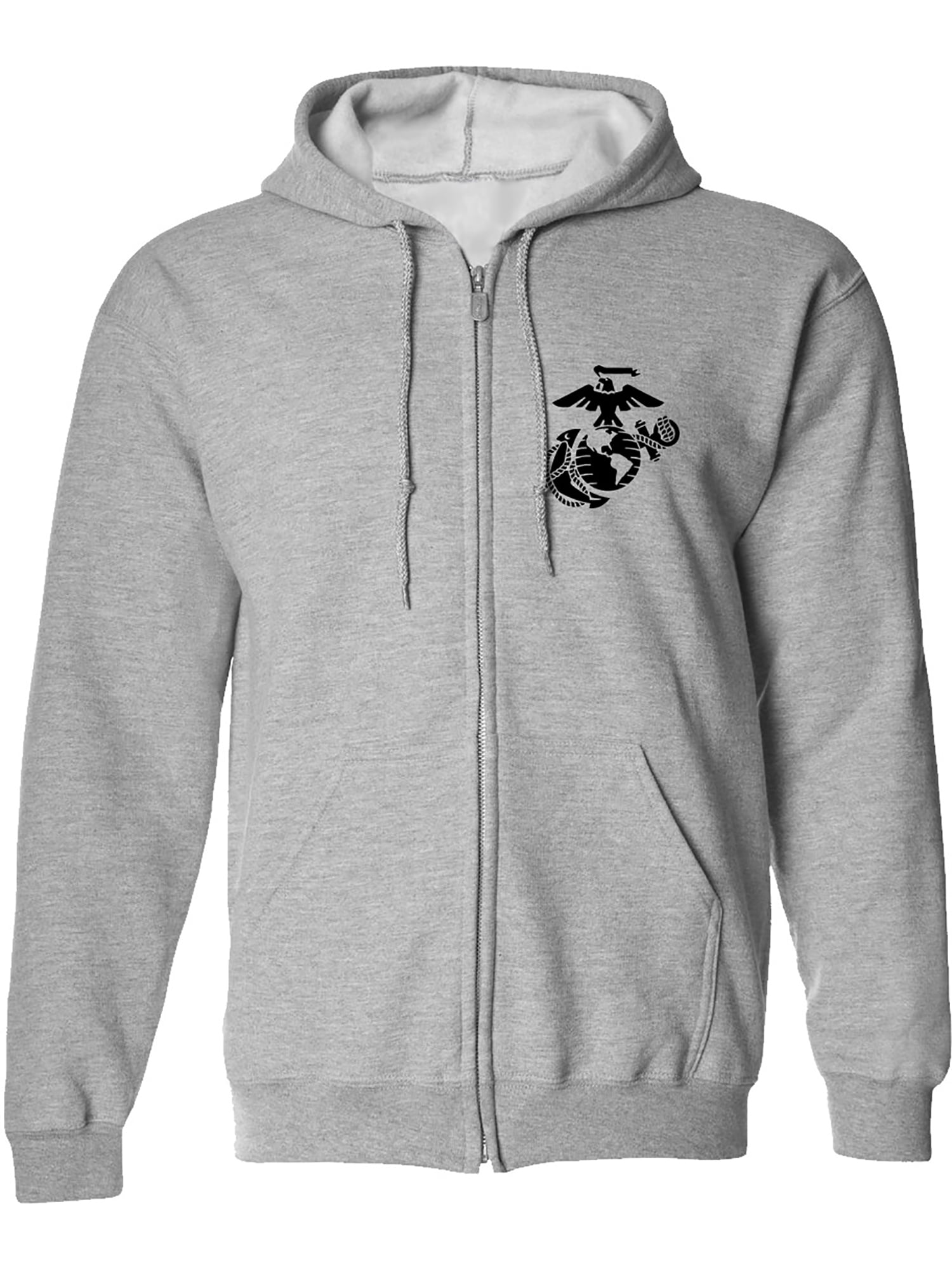 Marines Emblem left chest Full-Zip Hooded Sweatshirt in Gray - Walmart.com