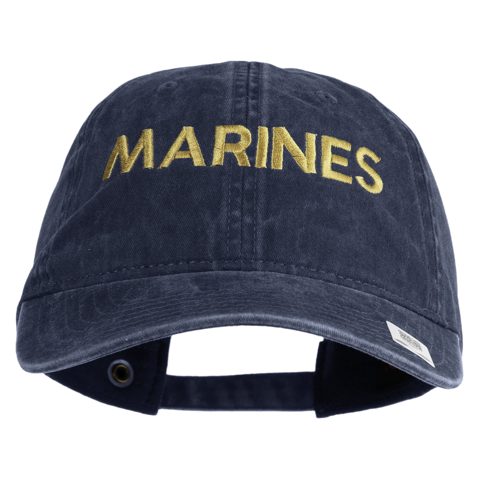 Marines Letter Embroidered Washed Solid Pigment Dyed Cotton Twill Brass ...