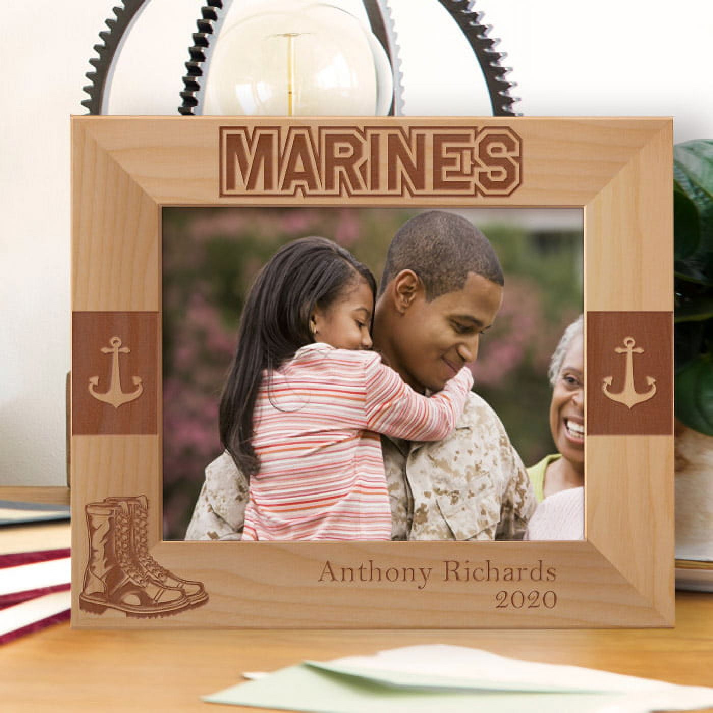 Marines Personalized Wooden Frame-10" x 8" Brown Horizontal - Walmart.com