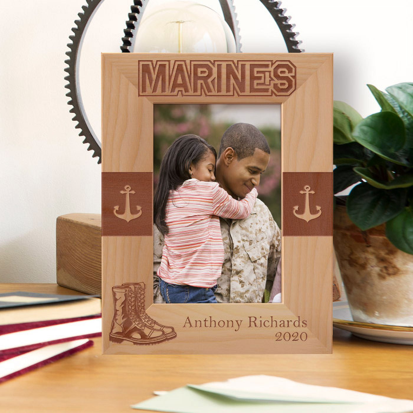 Marines Personalized Wooden Frame 4" x 6" Brown (Vertical) - Walmart.com