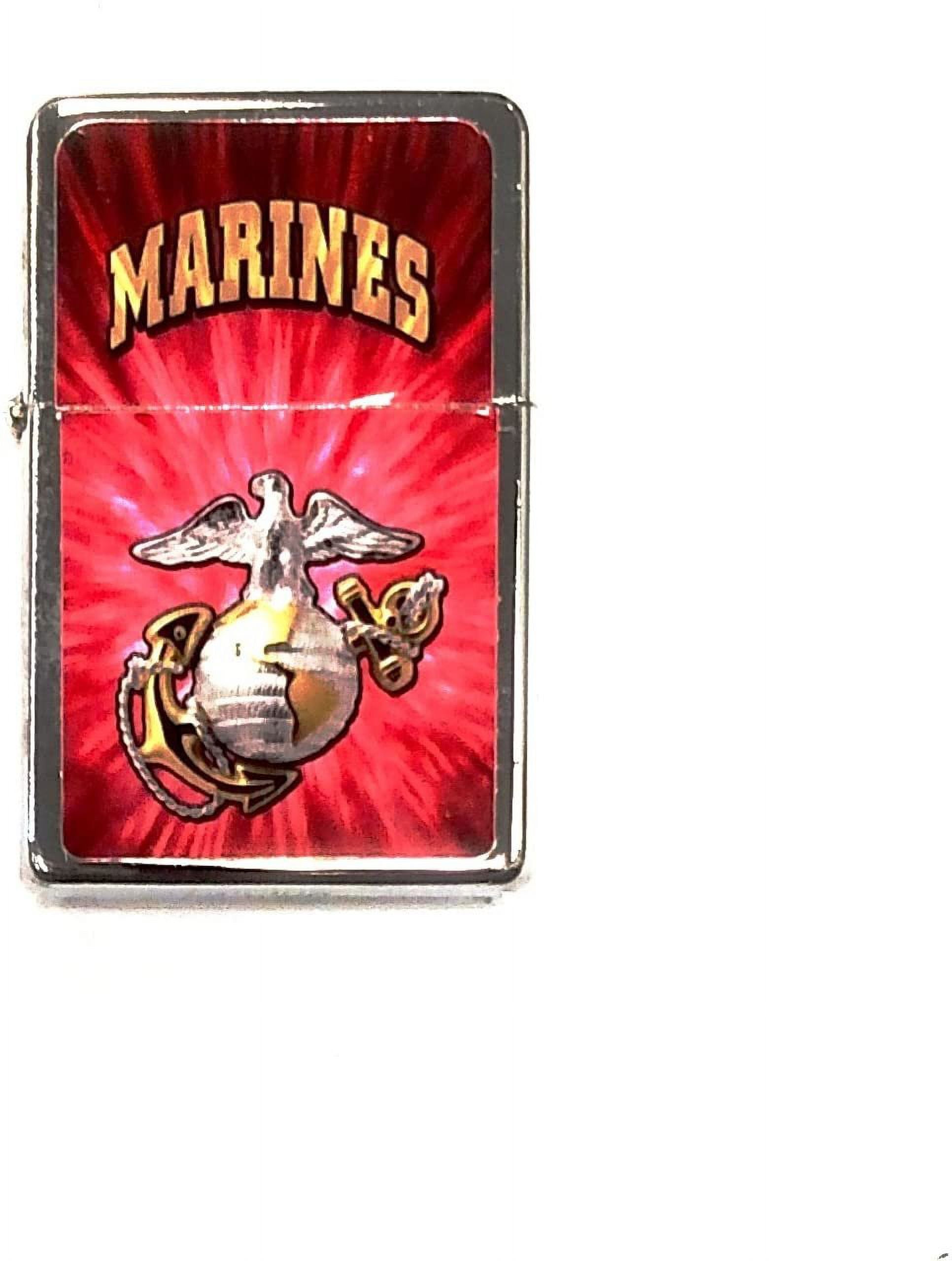 Marines Pocket Lighter Flip-Top Metal Chrome United States US Military ...