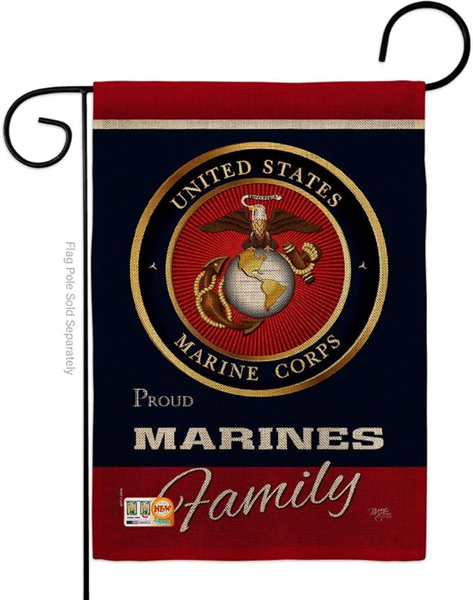 Marines Proudly Family Burlap - Armed Forces Marine Corps USMC Semper ...