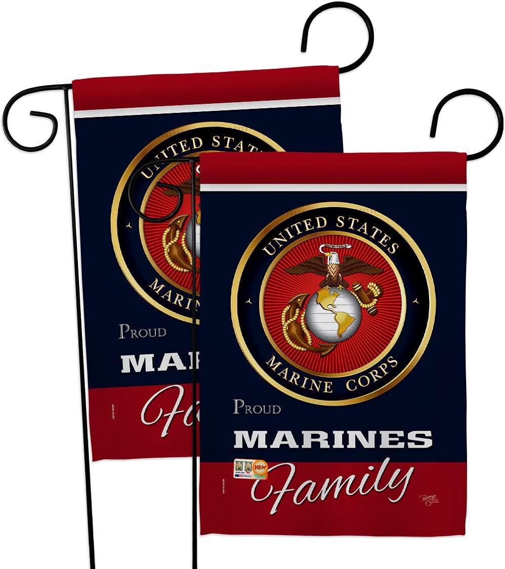 Marines Proudly Family Garden Flags 2pcs Pack Armed Forces Marine Corps ...