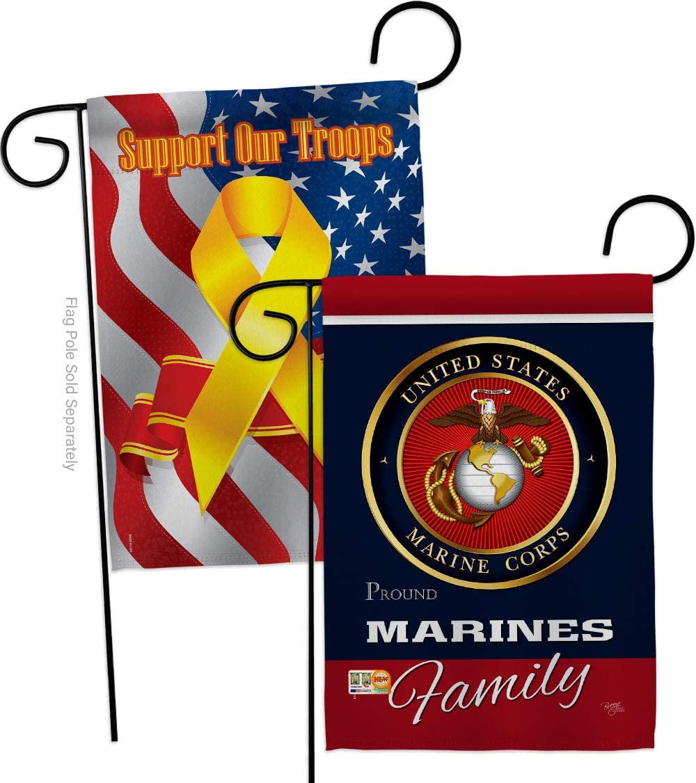 Marines Proudly Family Garden Flags Pack Armed Forces Marine Corps USMC ...