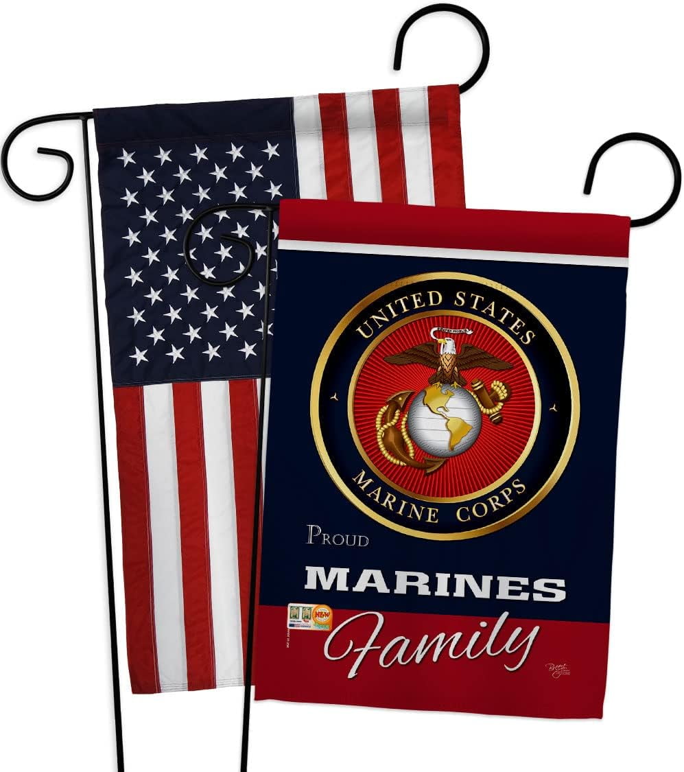 Marines Proudly Family Garden Flags Pack Armed Forces Marine Corps USMC ...